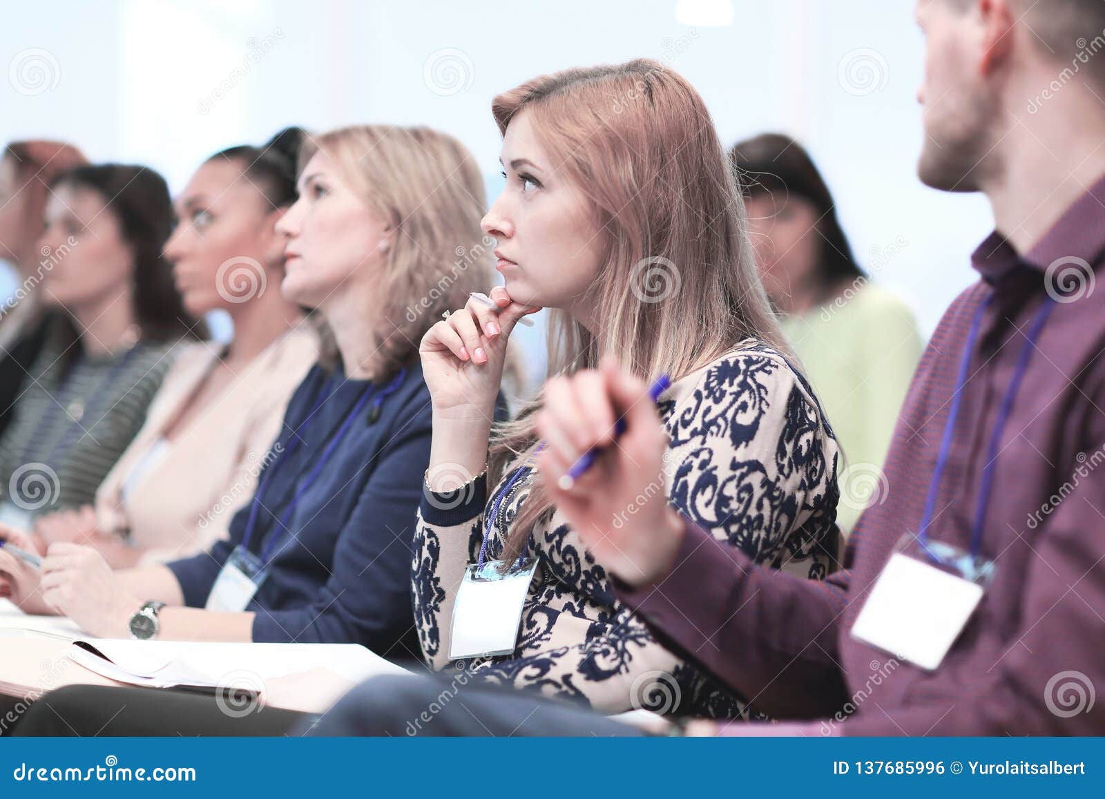 Listeners Take Notes in Notebooks,sitting in the Conference Room Stock ...