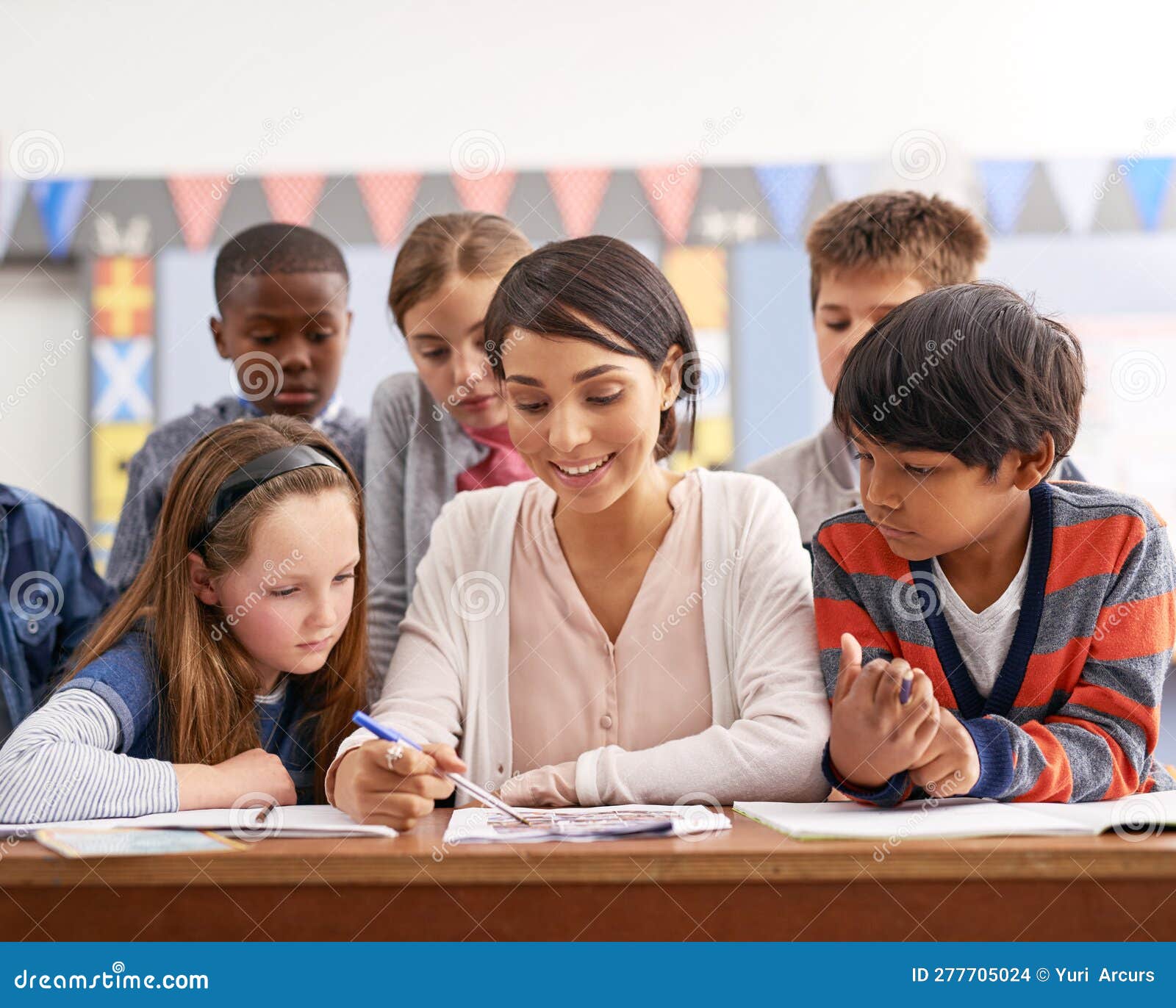Listening Attentively. Elementary School Children in Class. Stock Photo ...