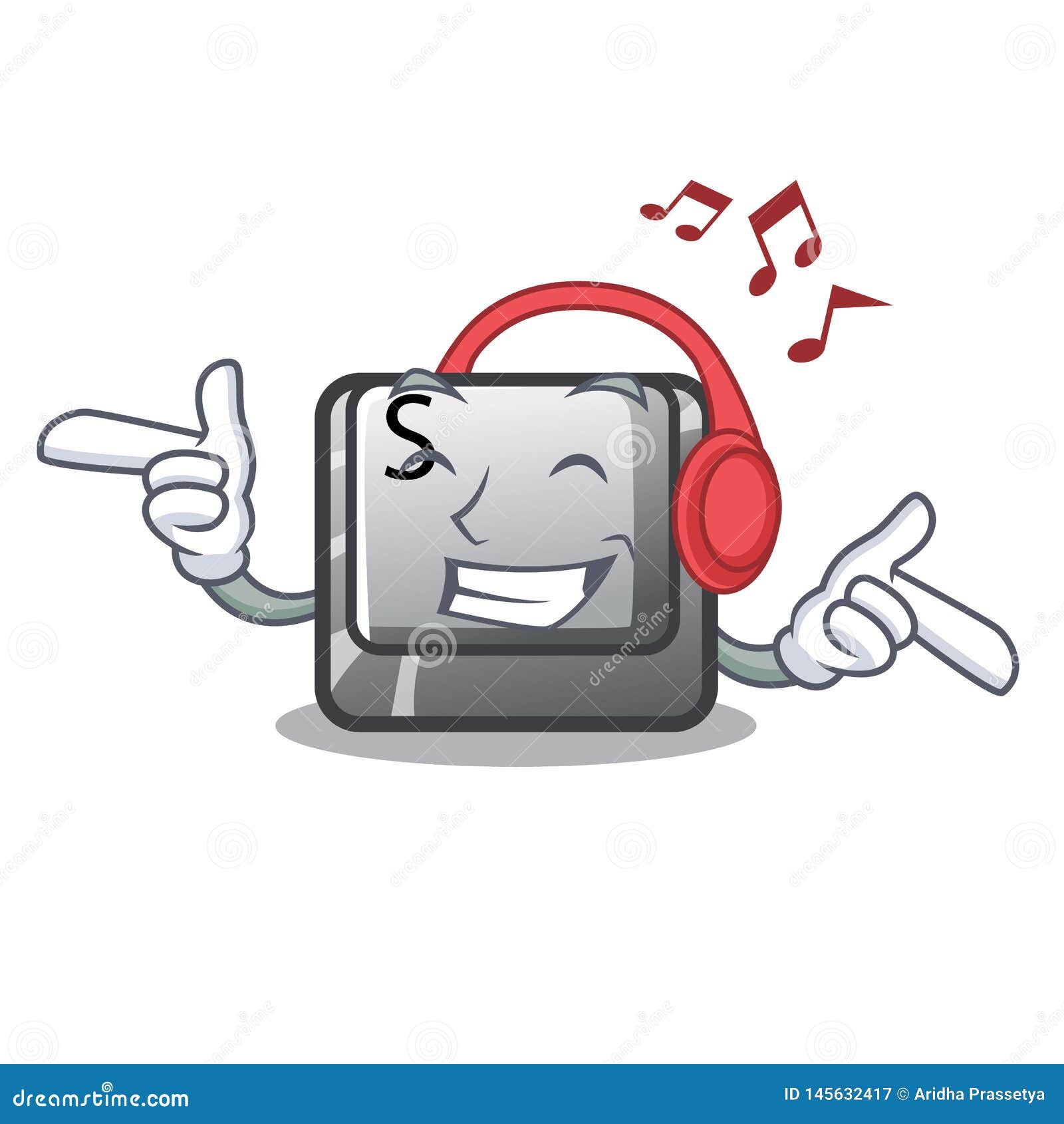 Listening Music Button S on a Computer Cartoon Stock Vector ...