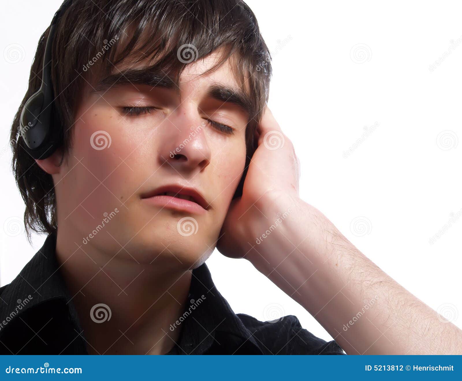 Listening Music with Closed Eyes Stock Photo - Image of black, model ...