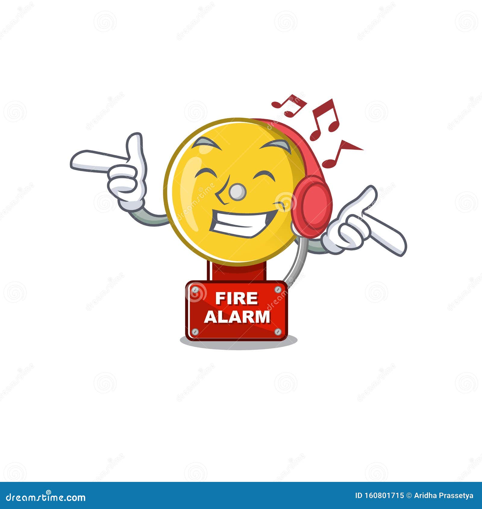 Listening Music Fire Alarm with the Character Shape Stock Vector ...