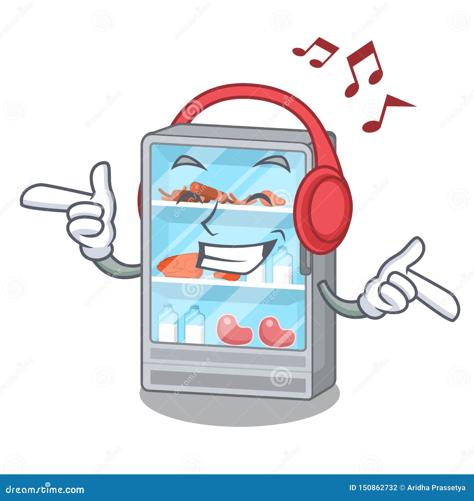 Listening Music Refrigerator in the a Cartoon Shape Stock Vector ...