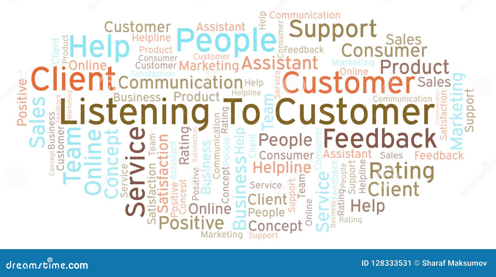 Listening To Customer Word Cloud. Stock Illustration - Illustration of ...