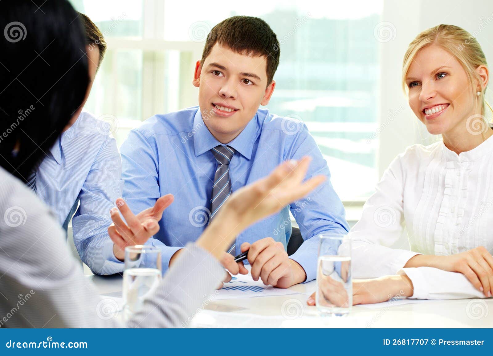 Listening to leader stock image. Image of ambitious, confidence - 26817707