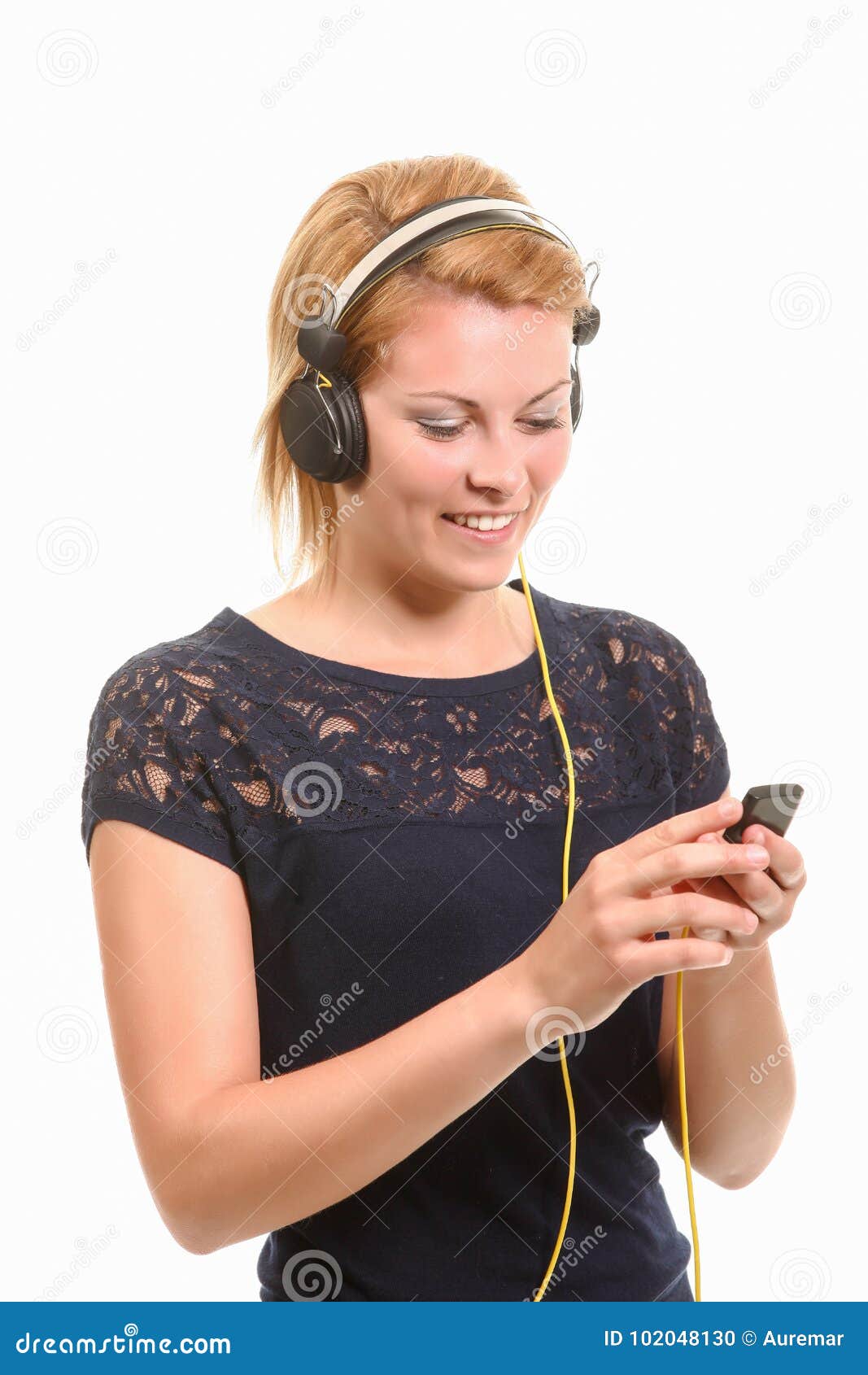 Listening To Music on Cellphone Stock Photo - Image of song, modern ...