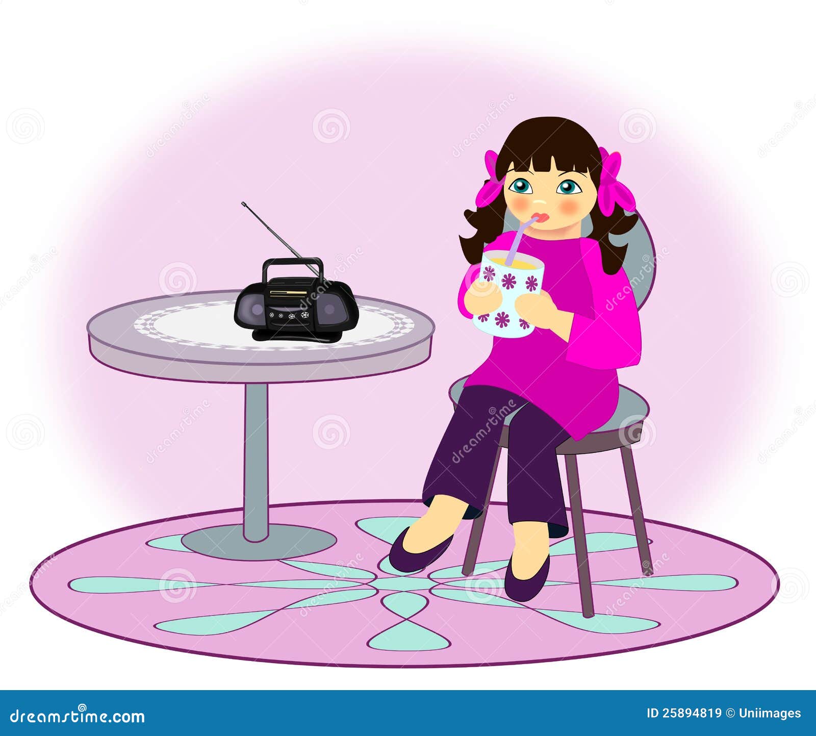 Listening to the Radio stock illustration. Image of childhood - 25894819