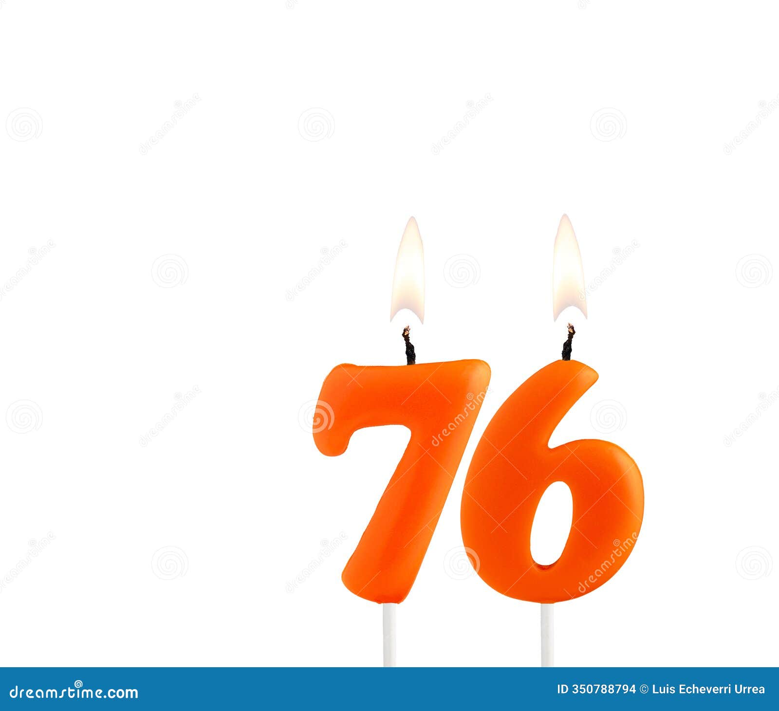 Lit Birthday Candle - Candle Number 76 on White Background Stock ...
