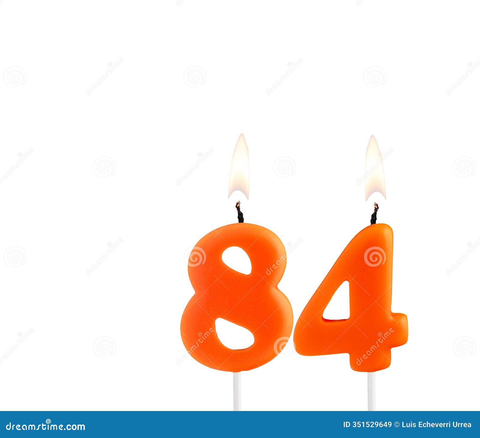 Lit Birthday Candle - Candle Number 84 on White Background Stock ...
