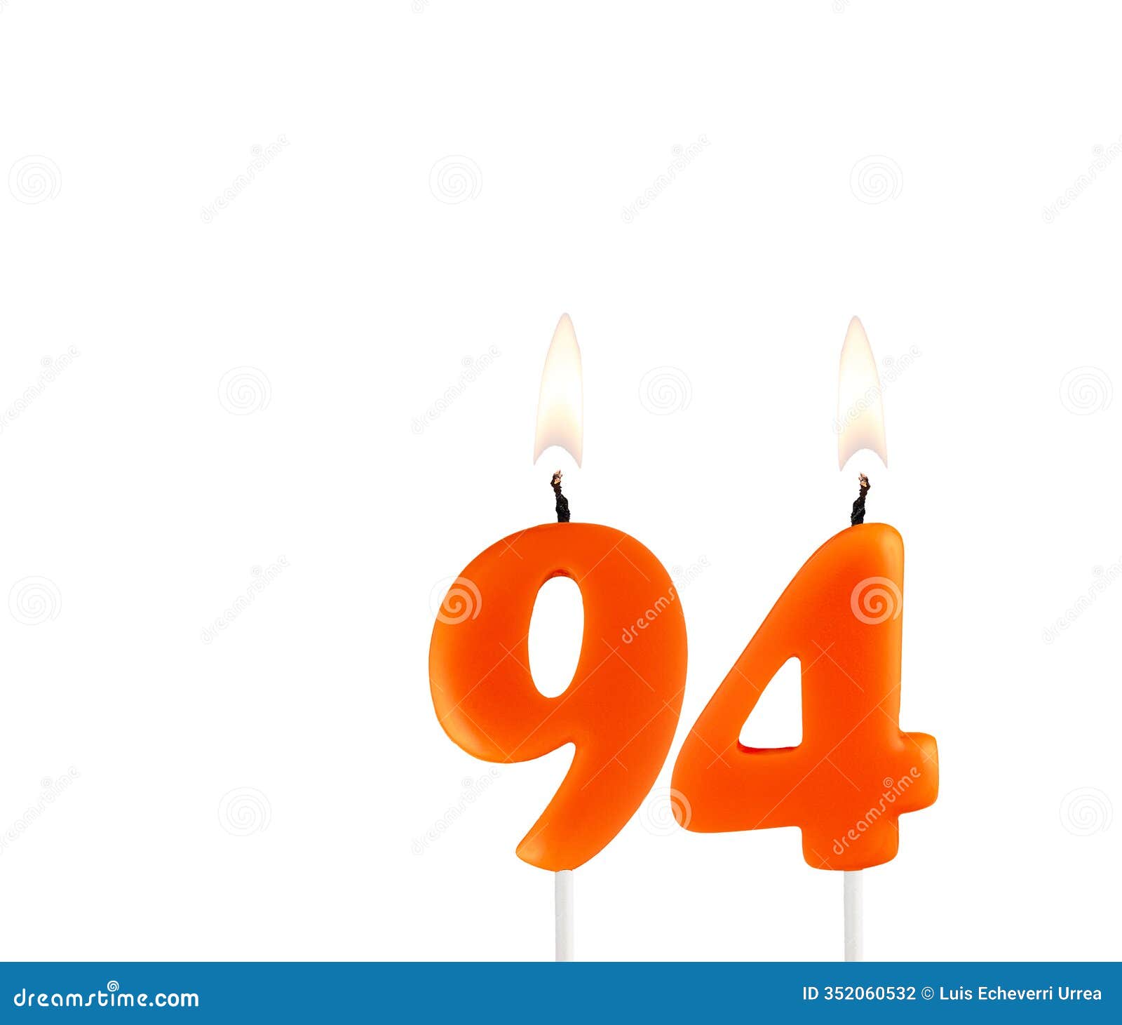 Lit Birthday Candle - Candle Number 94 on White Background Stock ...