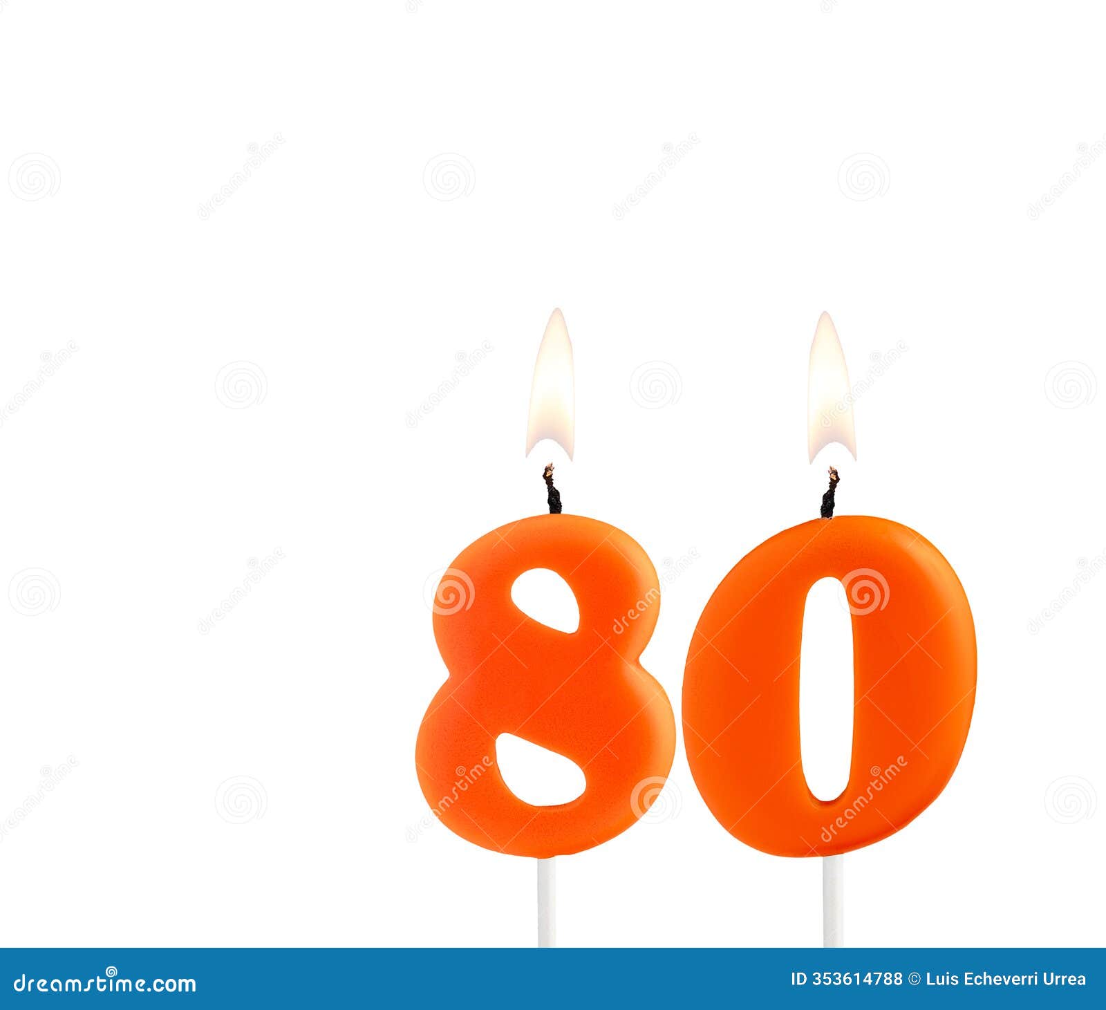 Lit Birthday Candle - Candle Number 80 on White Background Stock ...