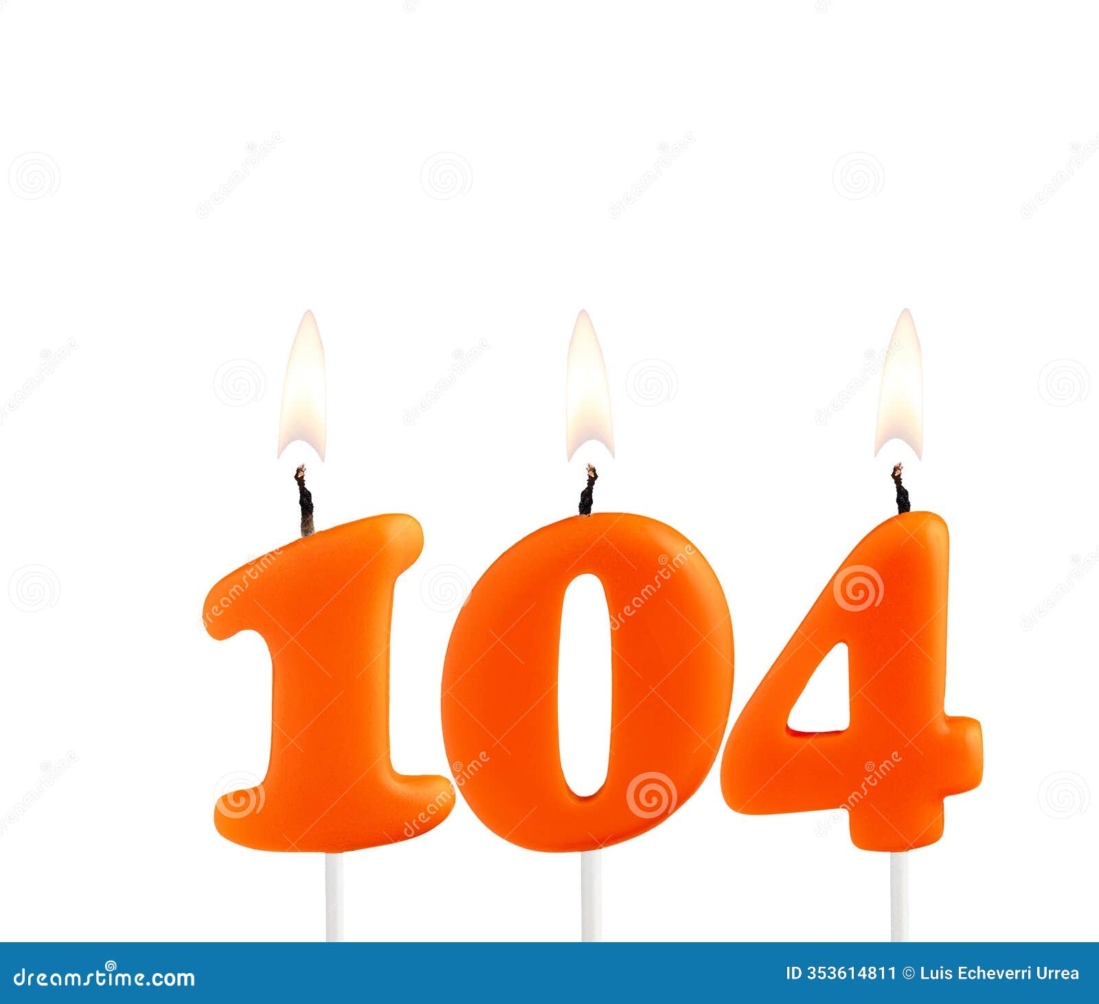 Lit Birthday Candle - Candle Number 104 on White Background Stock ...