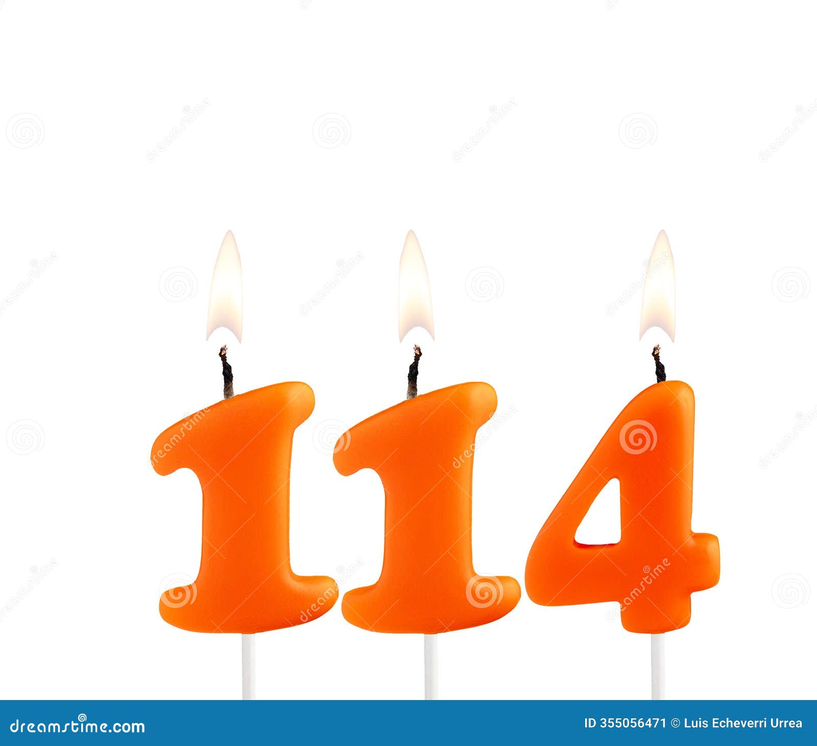 Lit Birthday Candle - Candle Number 114 on White Background Stock ...