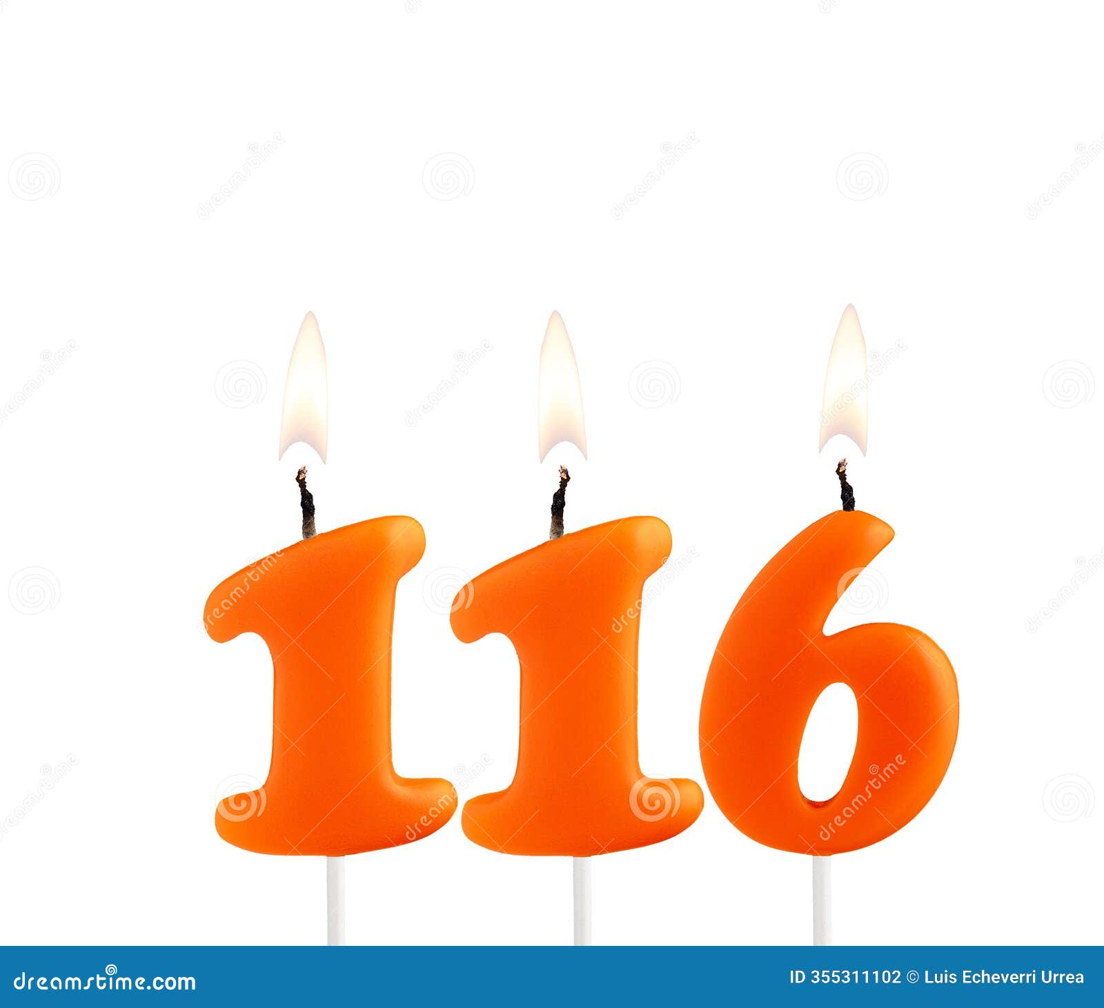 Lit Birthday Candle - Candle Number 116 on White Background Stock ...