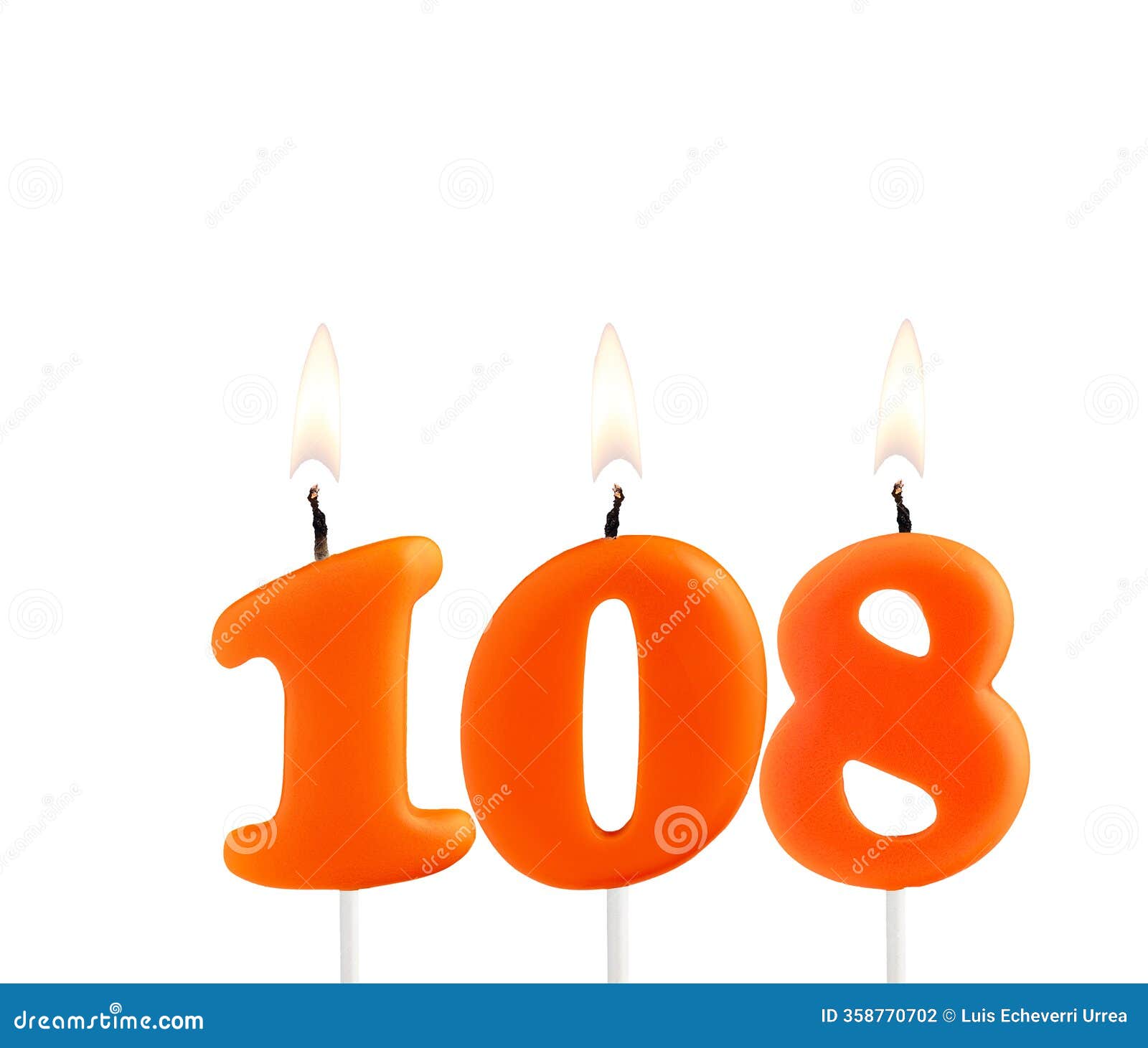 Lit Birthday Candle - Candle Number 108 on White Background Stock ...