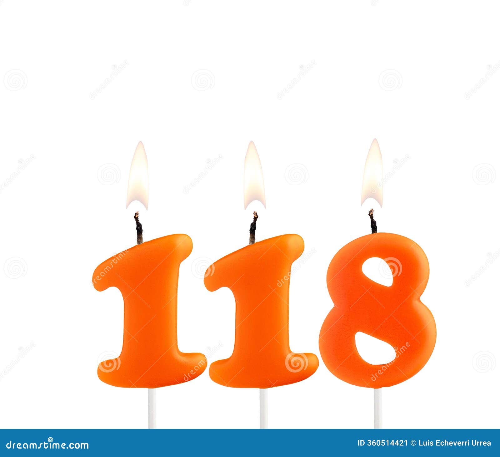 Lit Birthday Candle - Candle Number 118 on White Background Stock ...