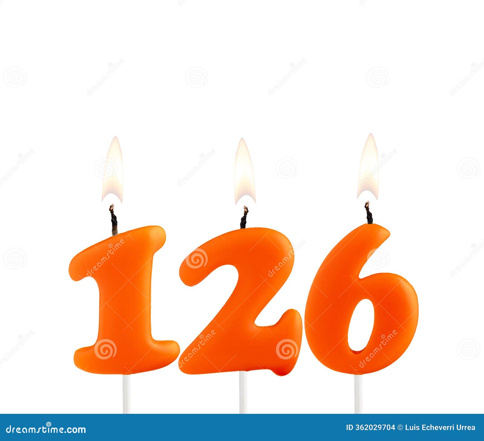 Lit Birthday Candle - Candle Number 126 on White Background Stock ...