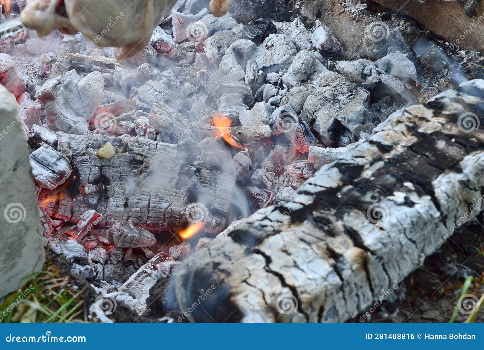 Lit Bonfire for Barbecue in the Garden Stock Photo - Image of burn ...