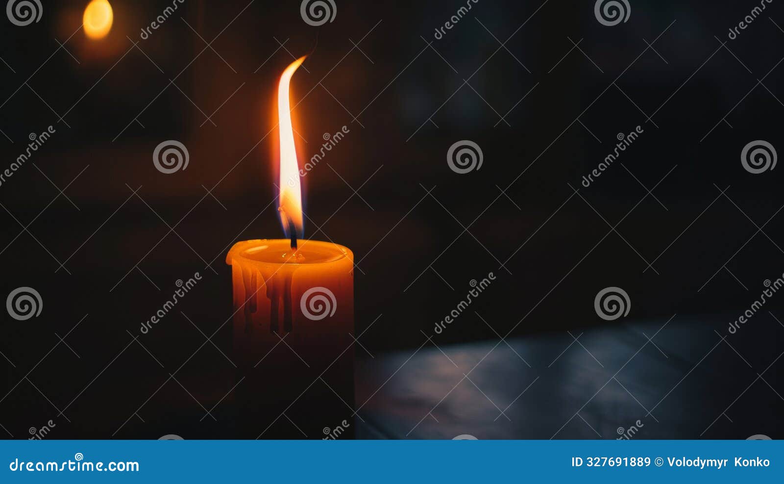 Lit Candle in Dark Room with Subtle Illumination, Serenity and Solitude ...