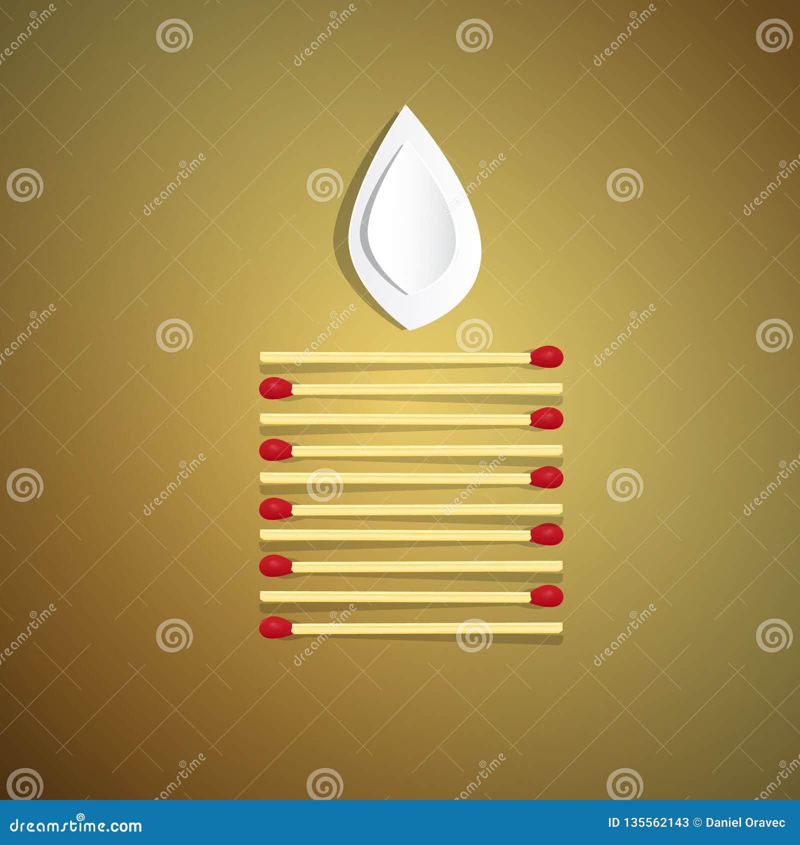 Lit Candle Made from Safety Matches Stock Vector - Illustration of burn ...