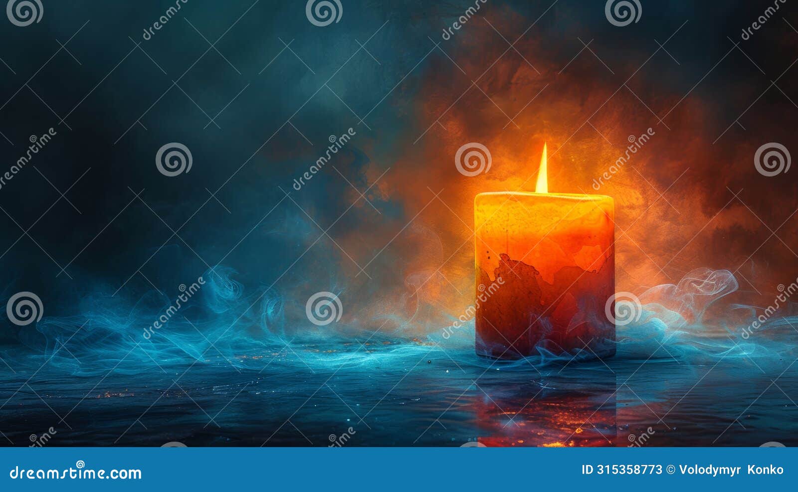 Lit Candle with Smoke on Dark Background Stock Image - Image of magic ...