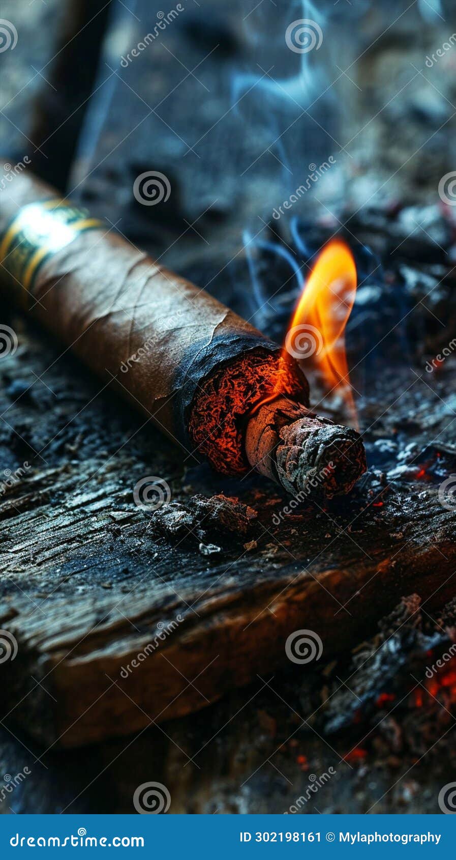Lit Cigar and Smoke, Dark and Moody Stock Illustration - Illustration ...