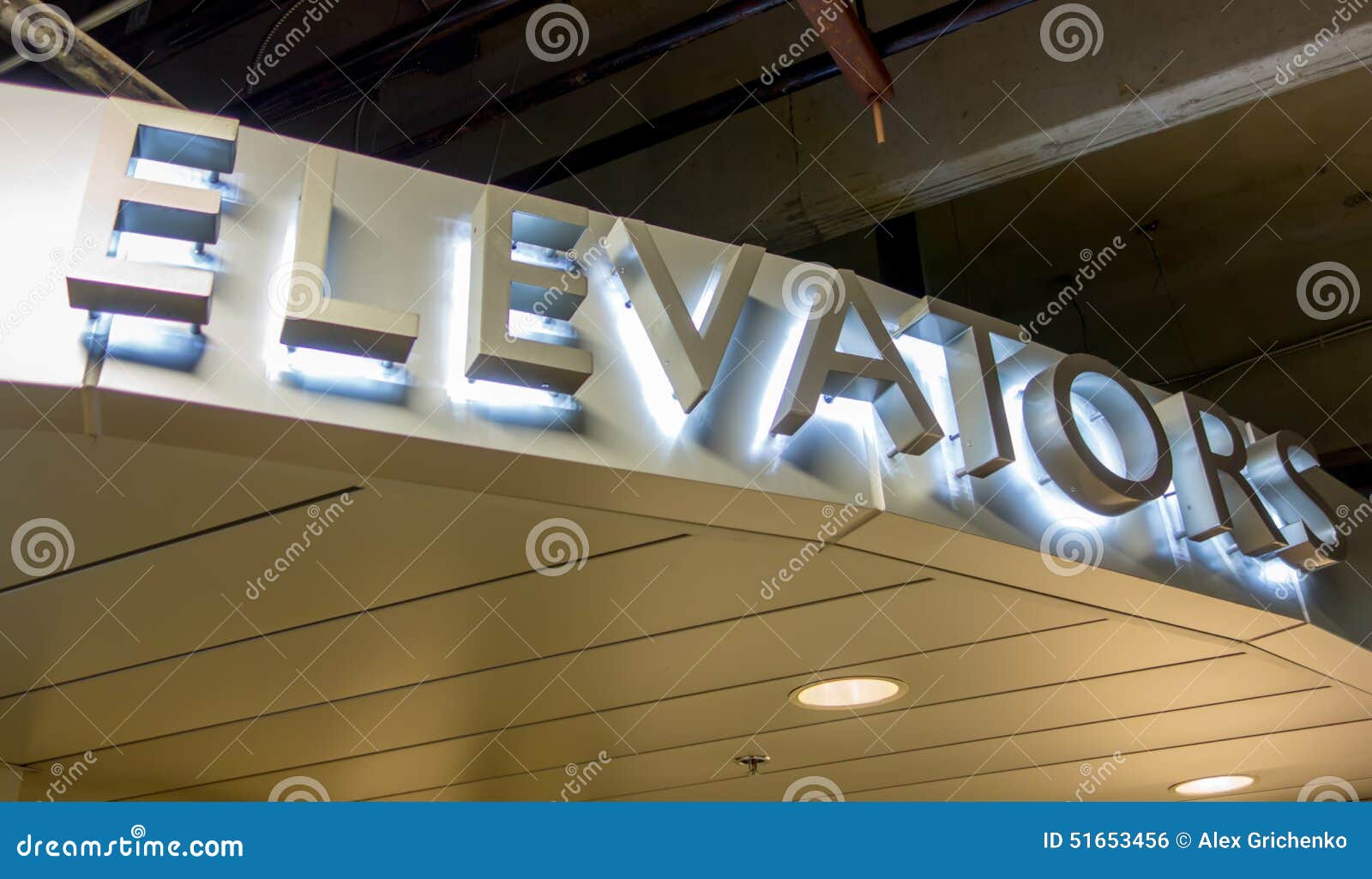 Lit Elevator Aluminum Letters Stock Photo - Image of direction, letters ...