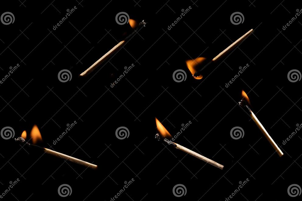 Lit Falling Match on a Black Background Stock Image - Image of darkness ...