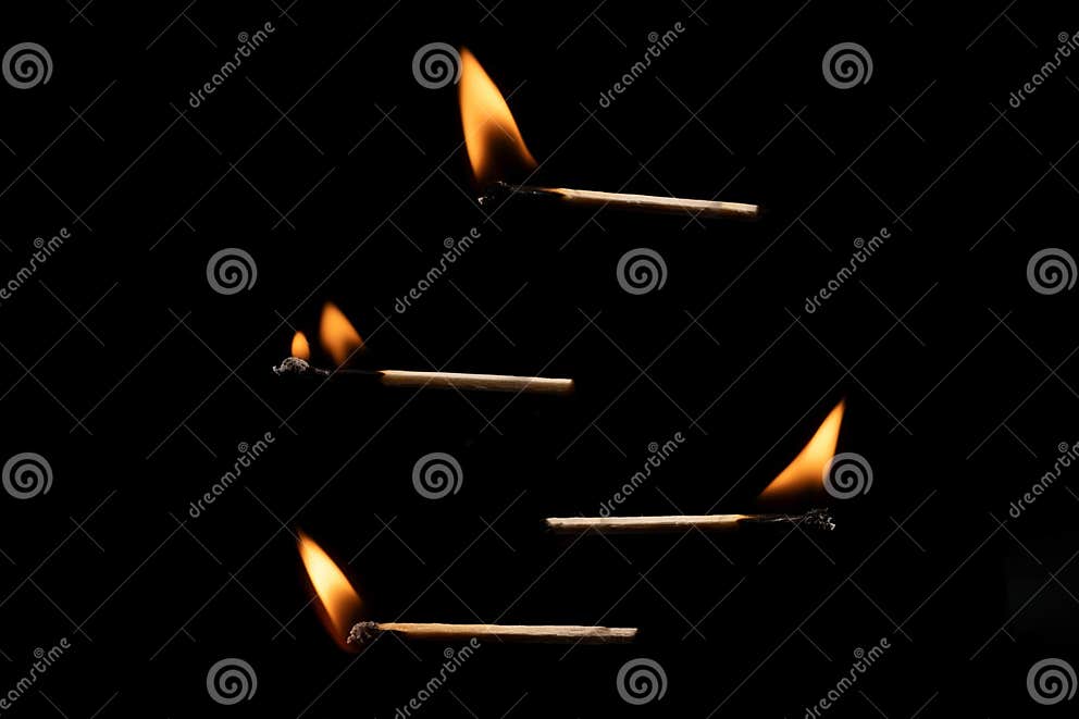 Lit Falling Match on a Black Background Stock Image - Image of ...