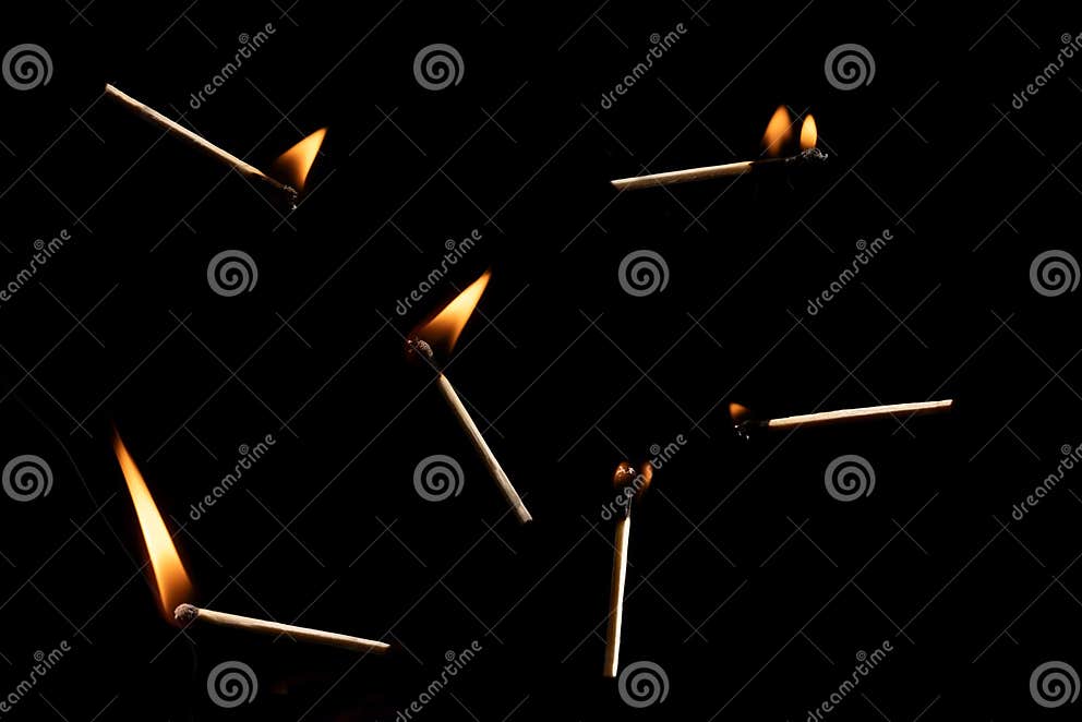 Lit and Falling Match on a Black Background Stock Photo - Image of ...