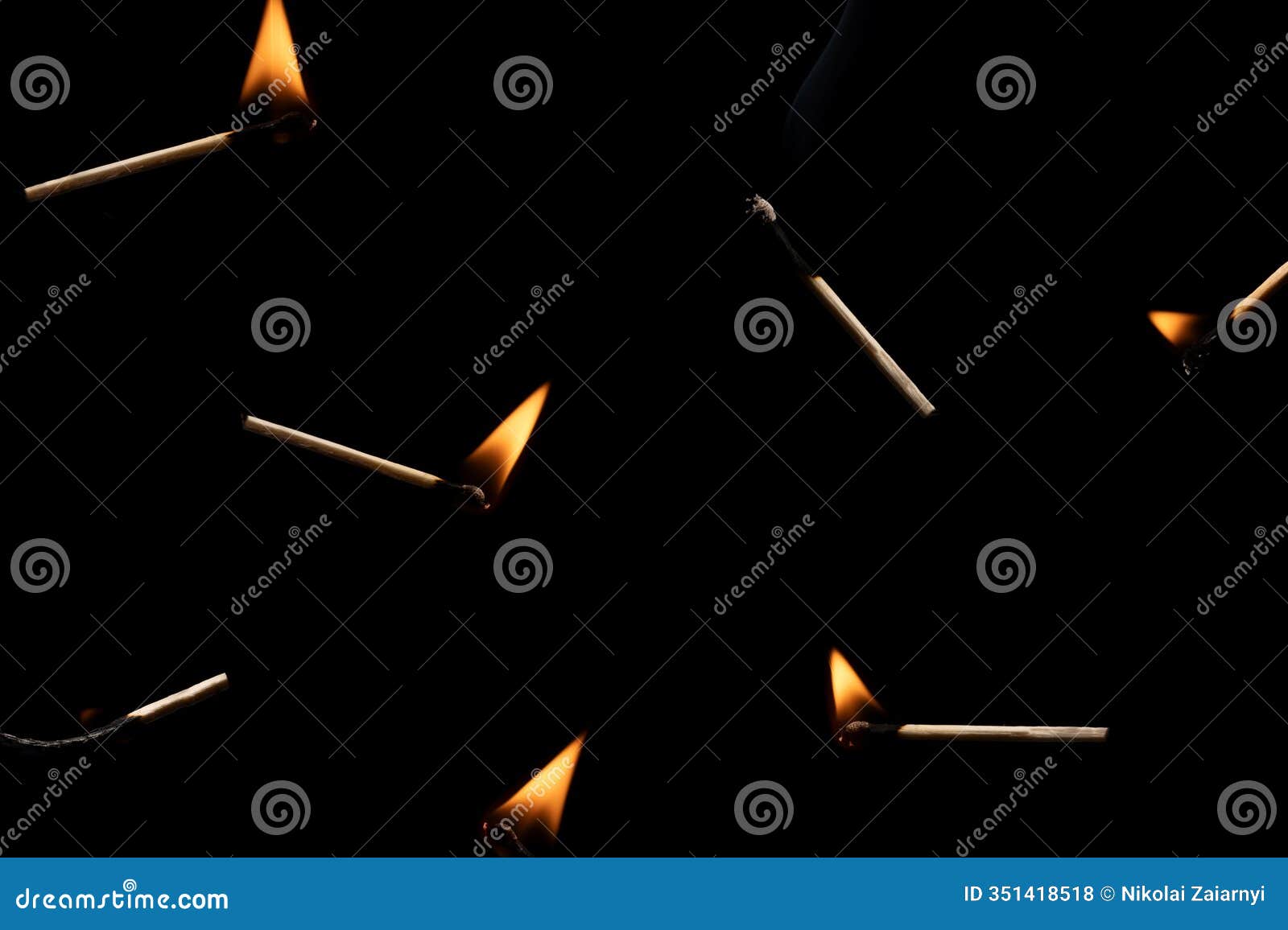 Lit Falling Match on a Black Background Stock Photo - Image of ...