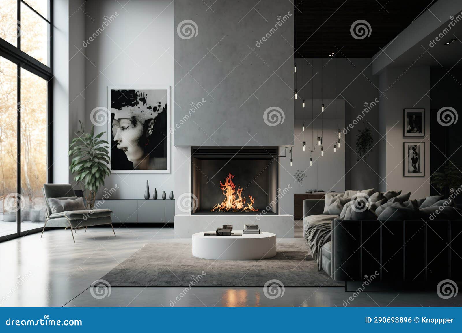 Fireplace in a Modern Interior Ai Generated Stock Illustration ...