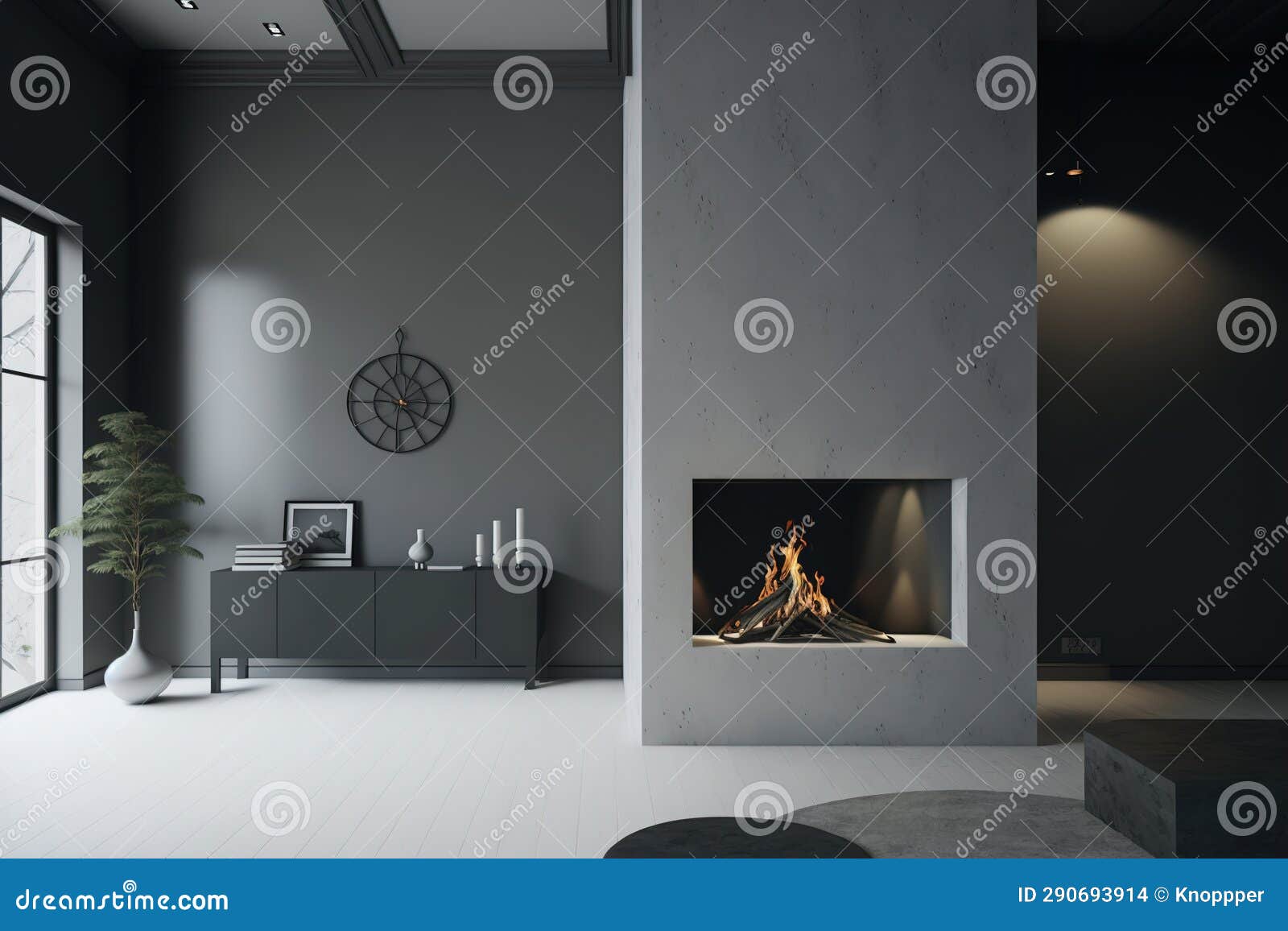 Fireplace in a Modern Interior Ai Generated Stock Illustration ...
