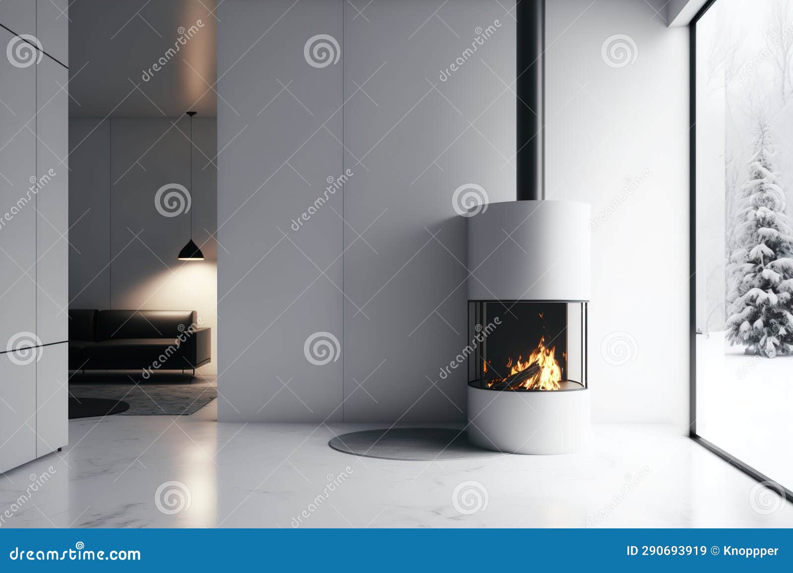 Fireplace in a Modern Interior Ai Generated Stock Image - Image of ...