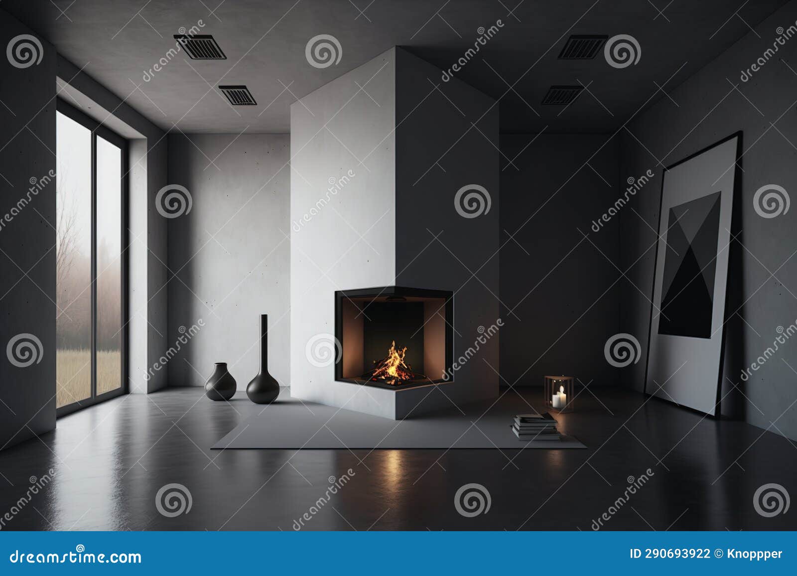 Fireplace in a Modern Interior Ai Generated Stock Illustration ...