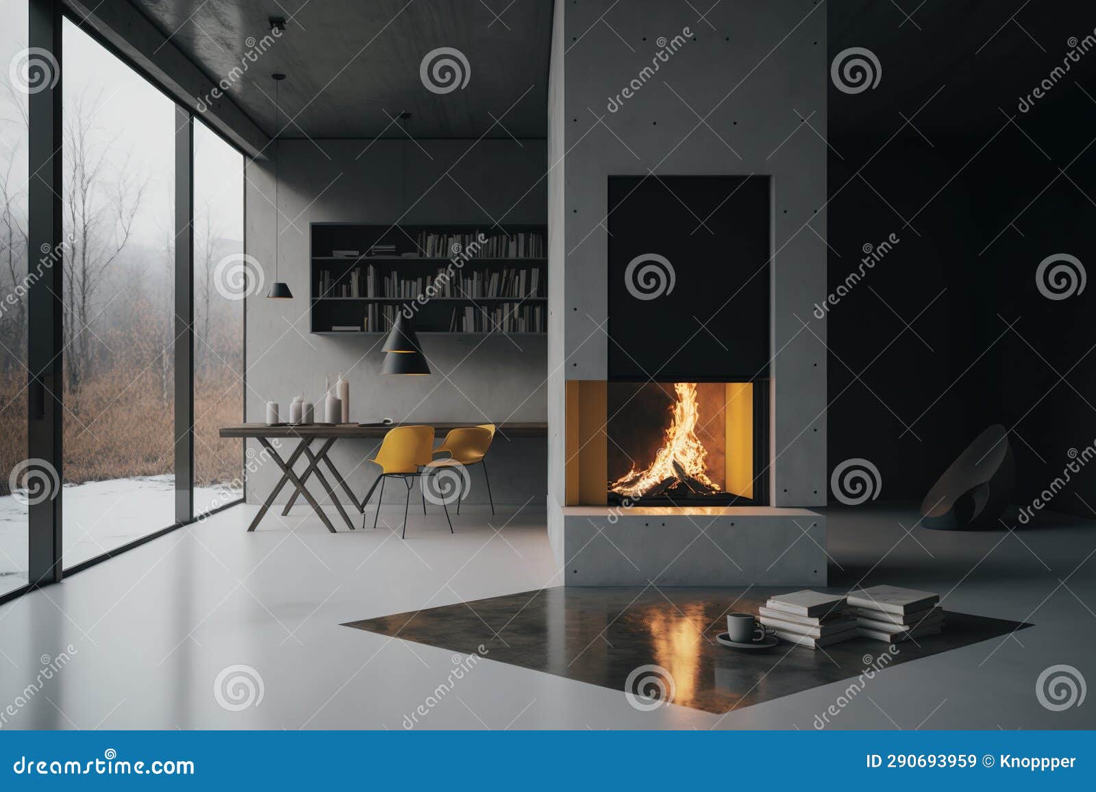 Fireplace in a Modern Interior Ai Generated Stock Illustration ...