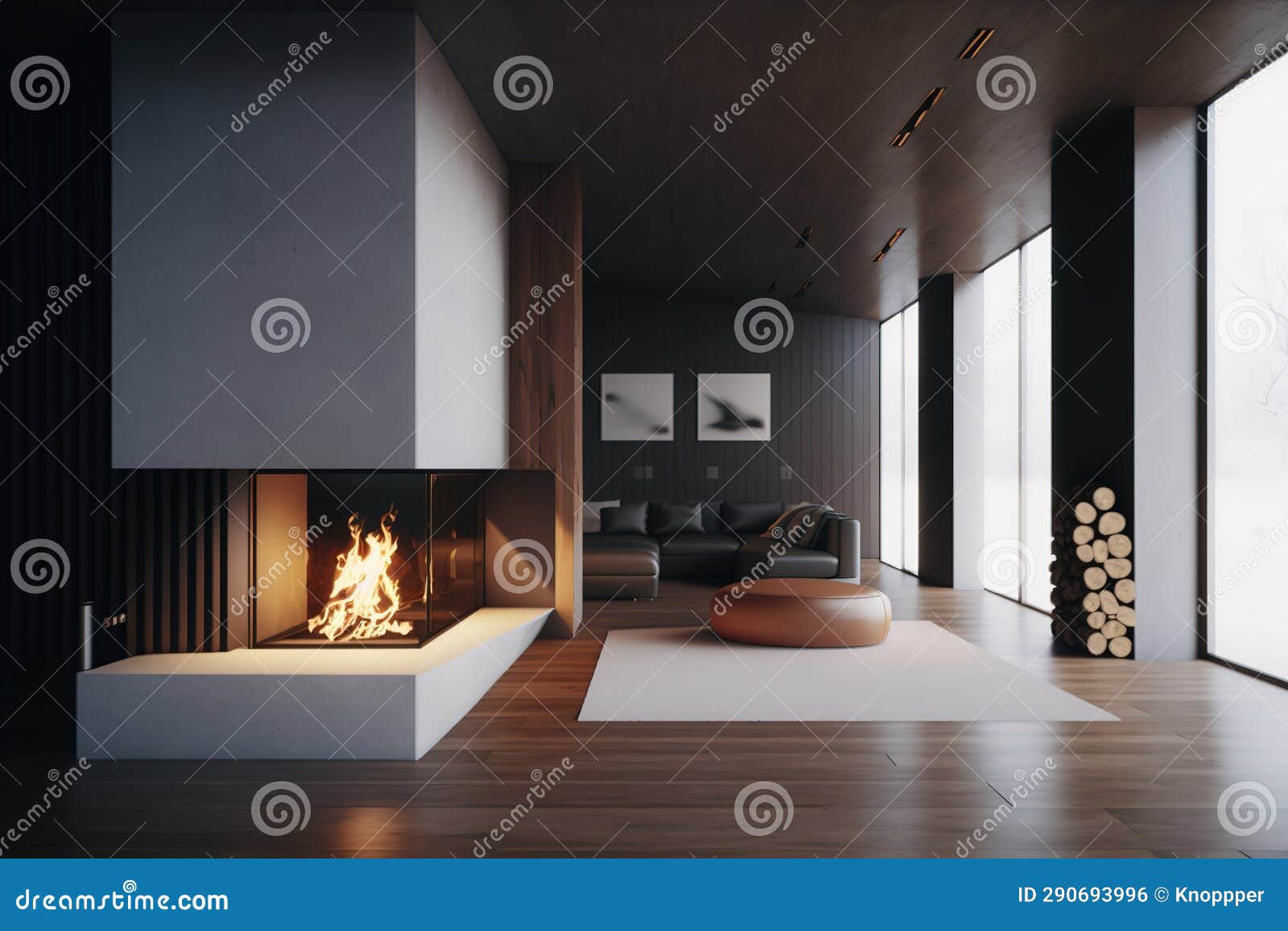 Fireplace in a Modern Interior Ai Generated Stock Photo - Image of ...