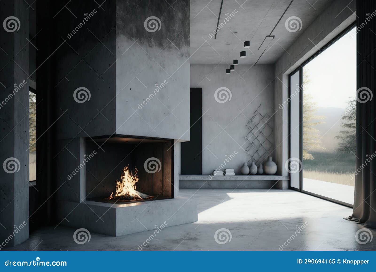 Fireplace in a Modern Interior Ai Generated Stock Image - Image of ...
