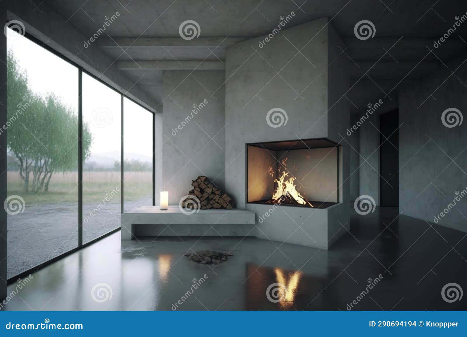 Fireplace in a Modern Interior Ai Generated Stock Photo - Image of ...