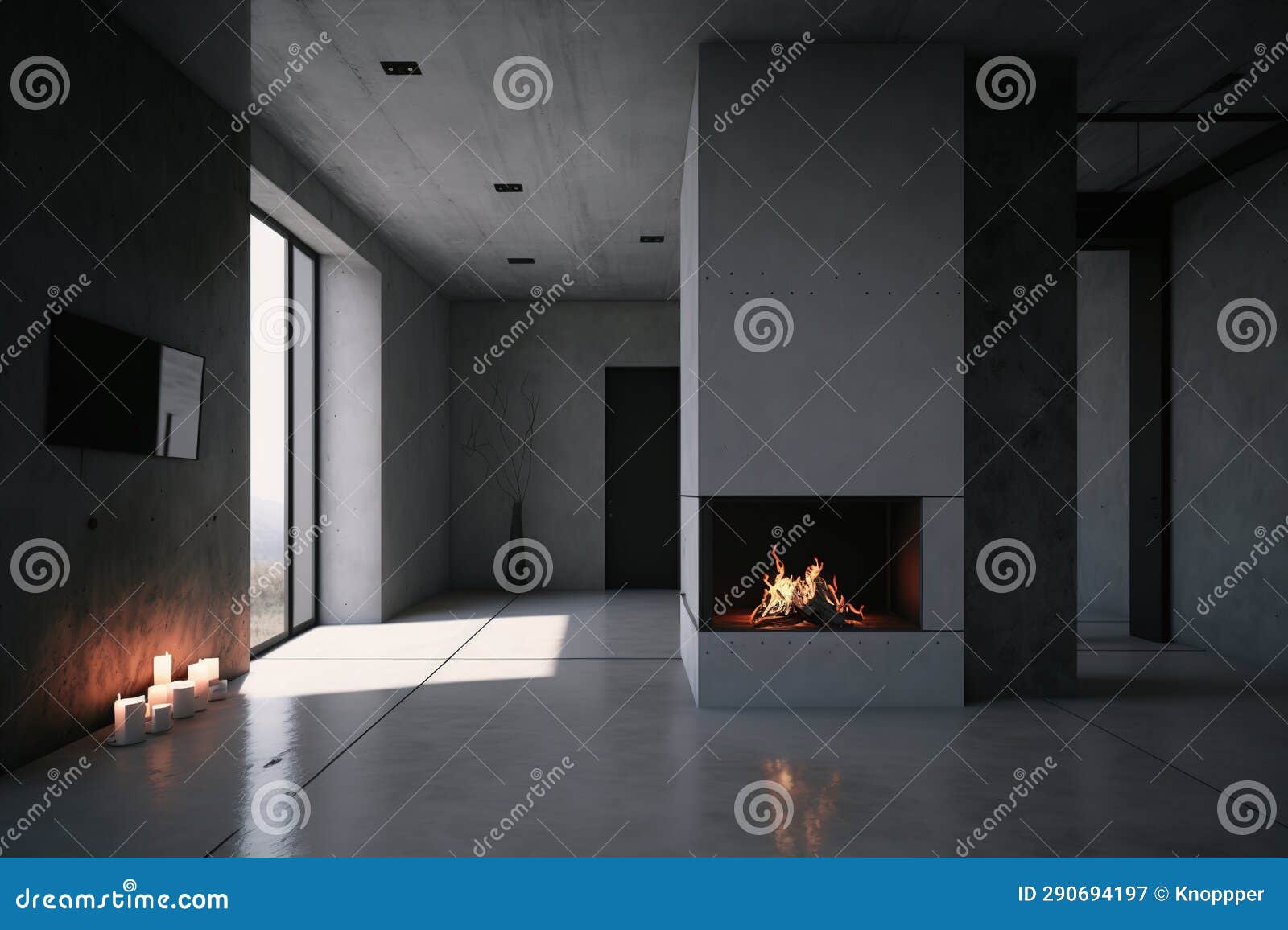 Fireplace in a Modern Interior Ai Generated Stock Illustration ...