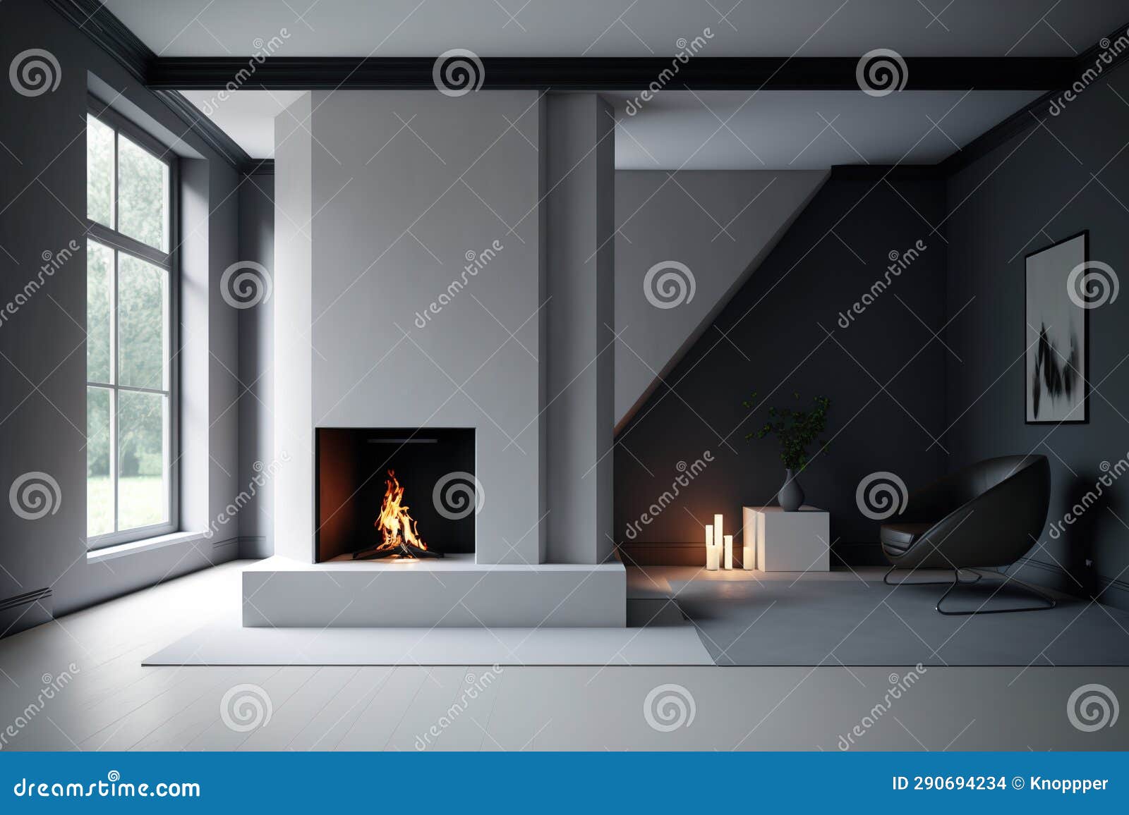 Fireplace in a Modern Interior Ai Generated Stock Photo - Image of ...