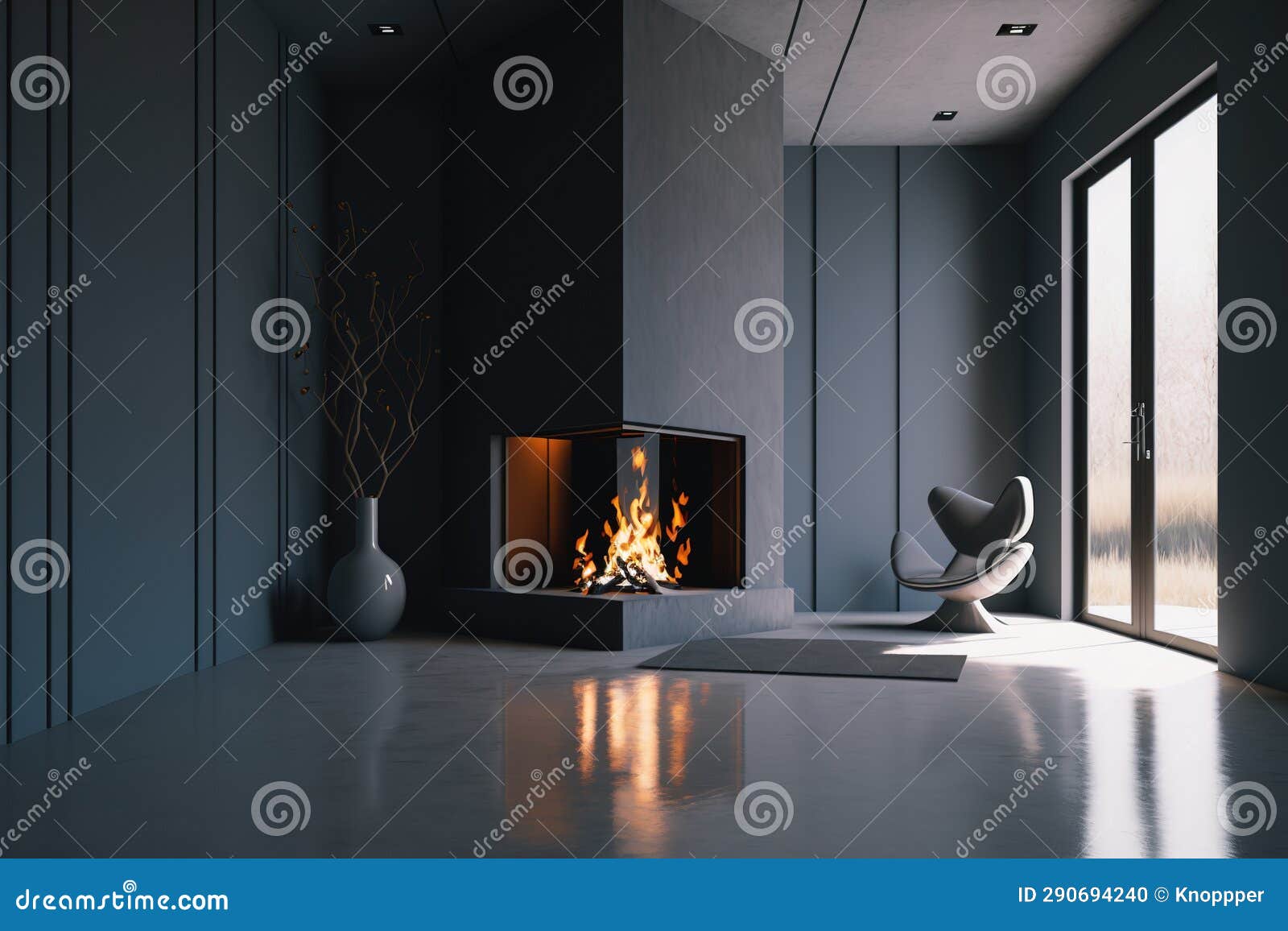 Fireplace in a Modern Interior Ai Generated Stock Illustration ...