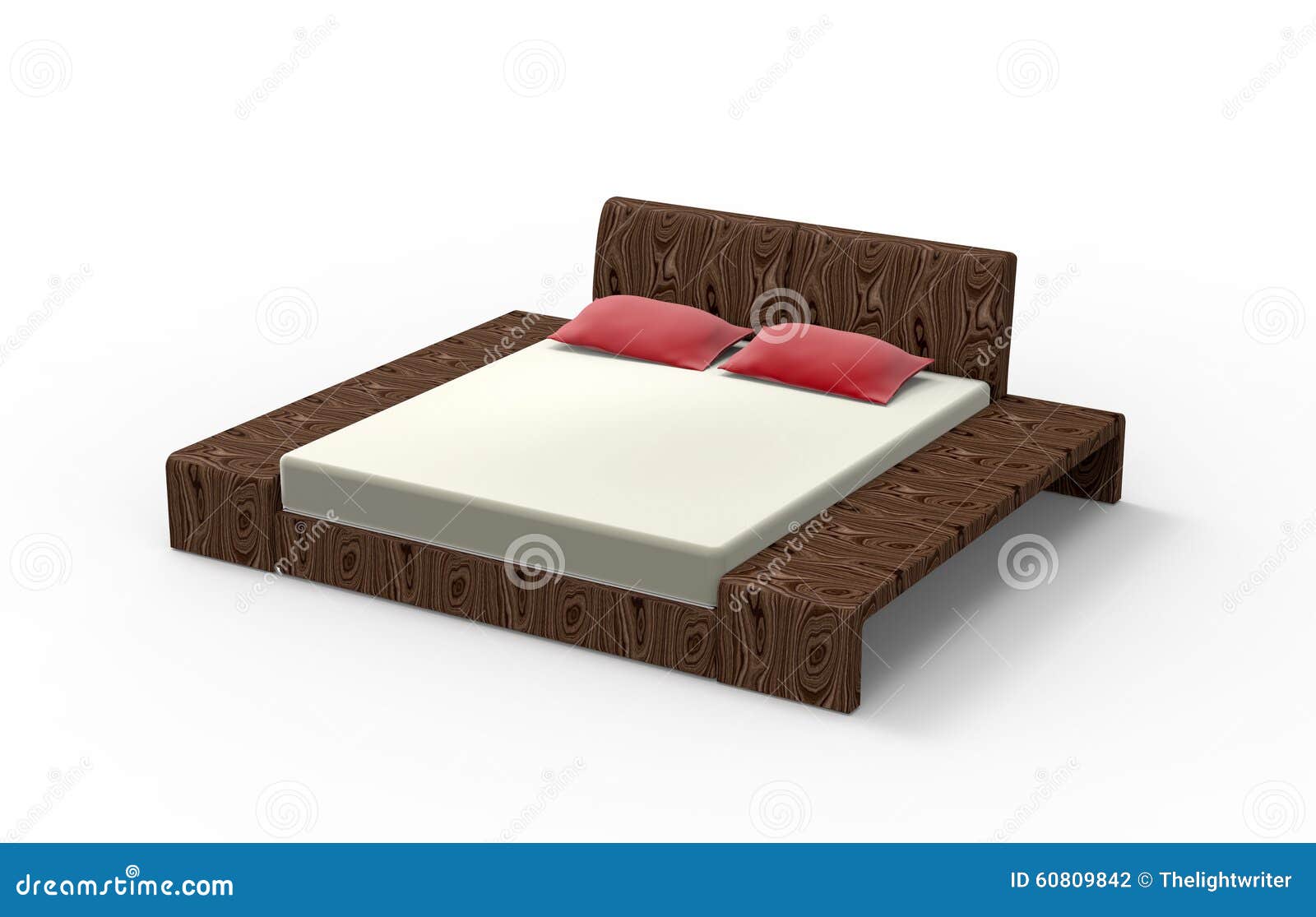 Lit Grand Fait De Bois D'isolement Illustration Stock - Illustration du ...