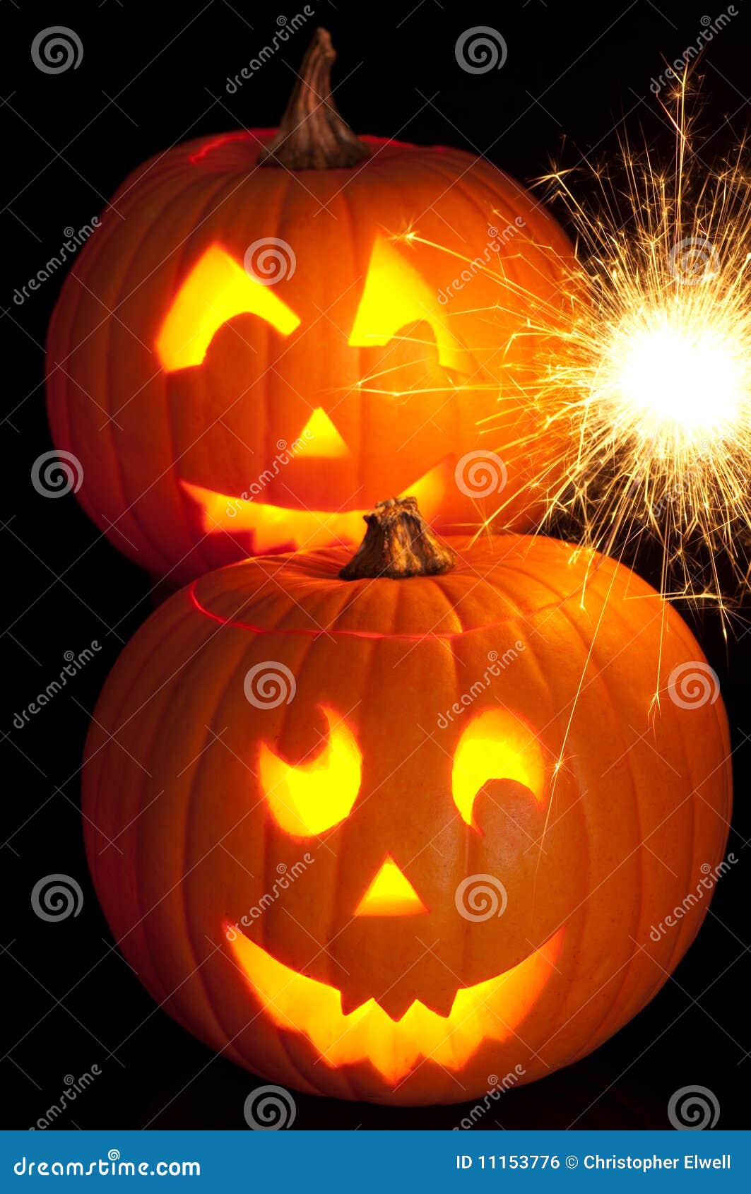 Lit Jack O Lanterns stock photo. Image of glowing, october - 11153776