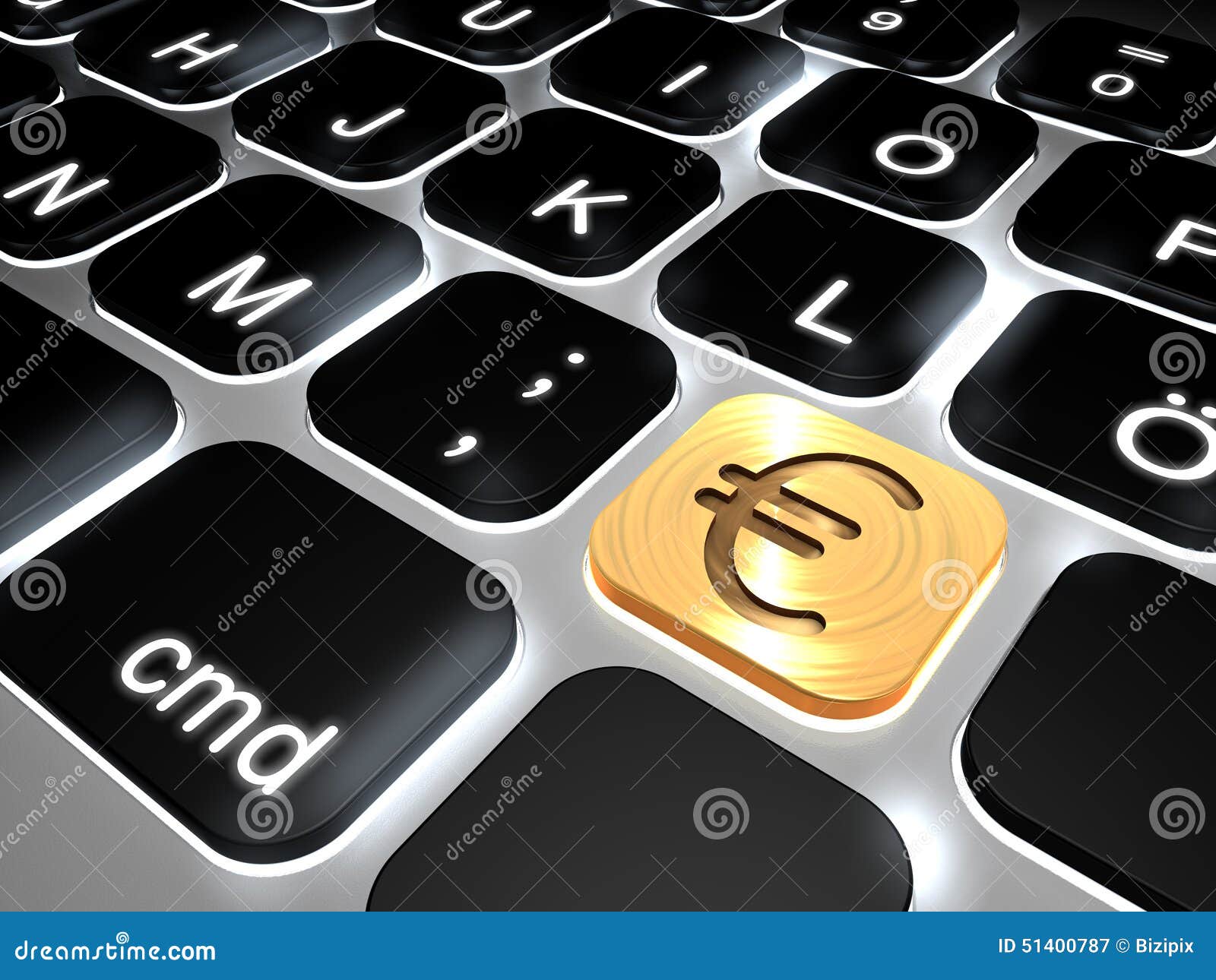 Lit Keyboard with Special Euro Sign Key Stock Illustration ...
