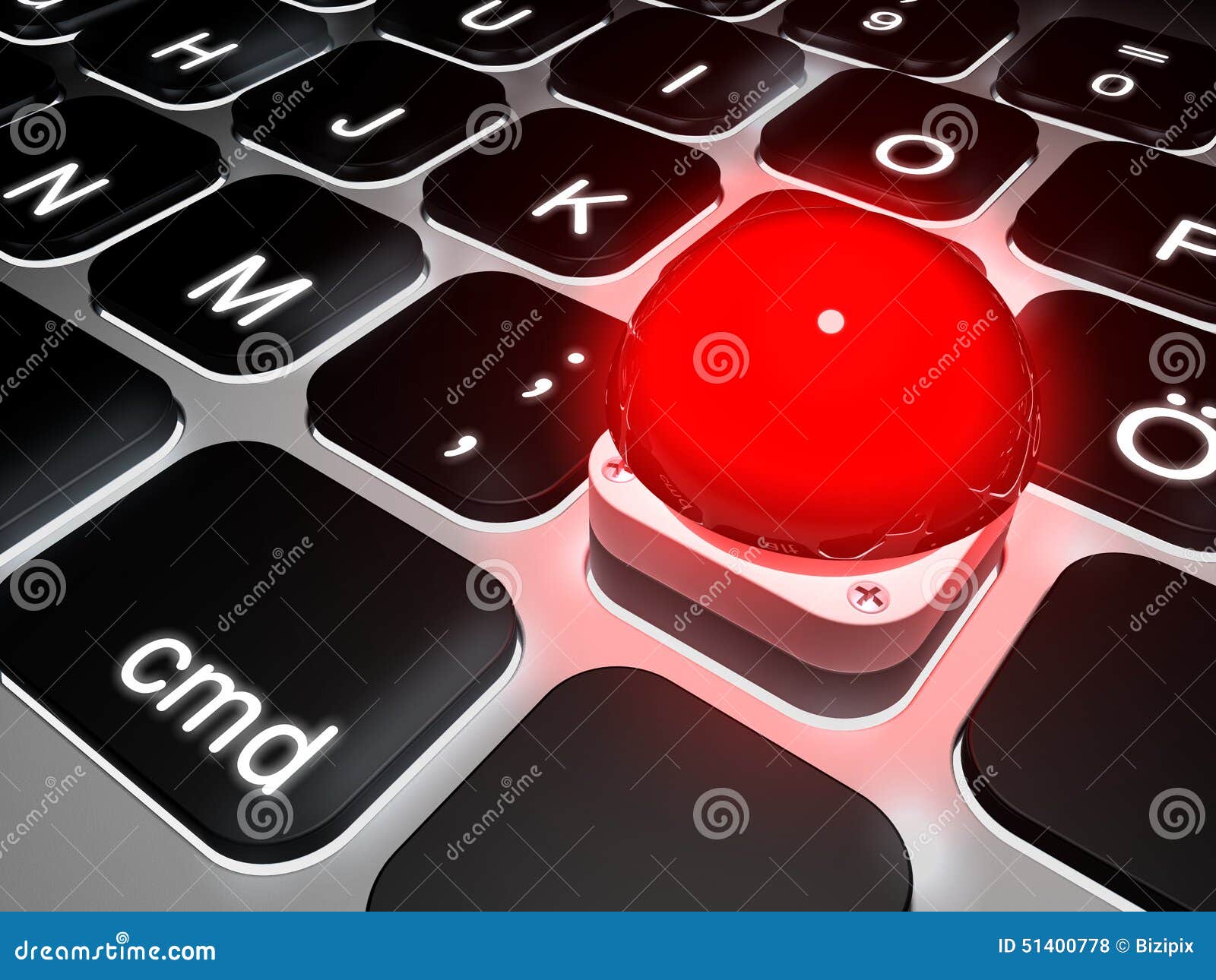 Lit Keyboard with Special Gameshow Buzzer Key Stock Illustration ...