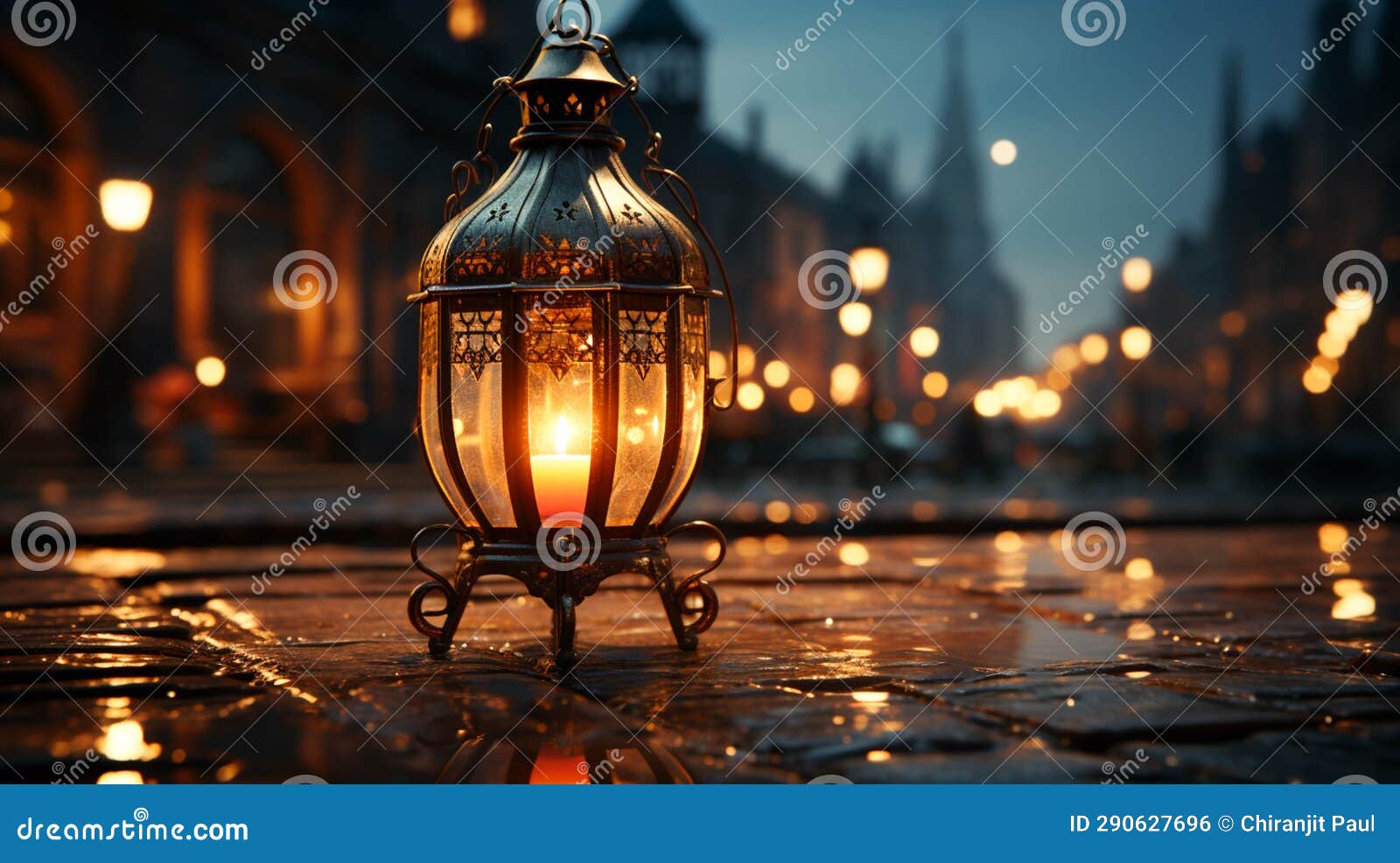 A Lit Lantern in Front of a Mosque Stock Photo - Image of design, cozy ...