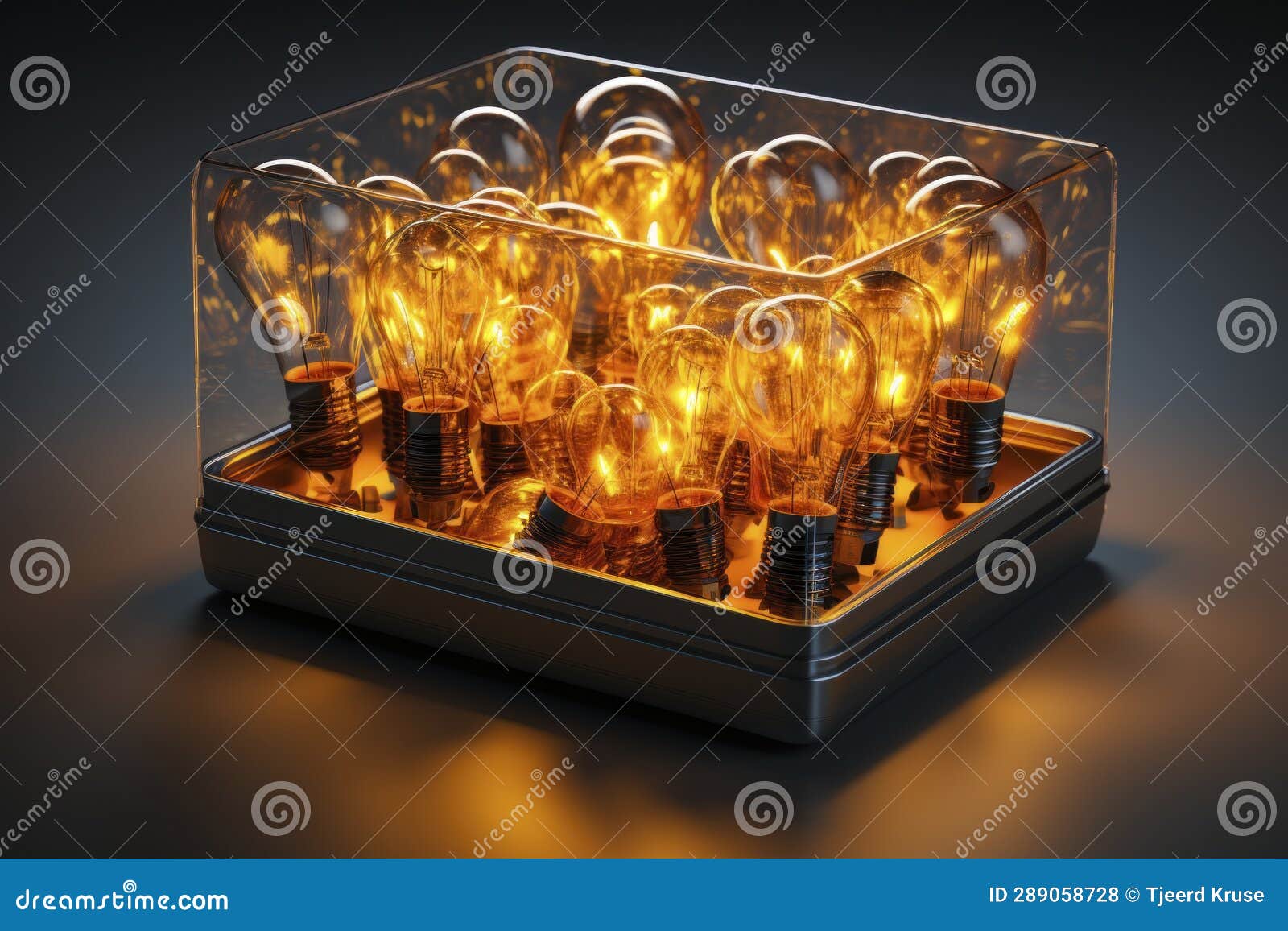 A Lit Light Bulb Comes Out of a Mysterious Open Box Full of Light Bulbs ...