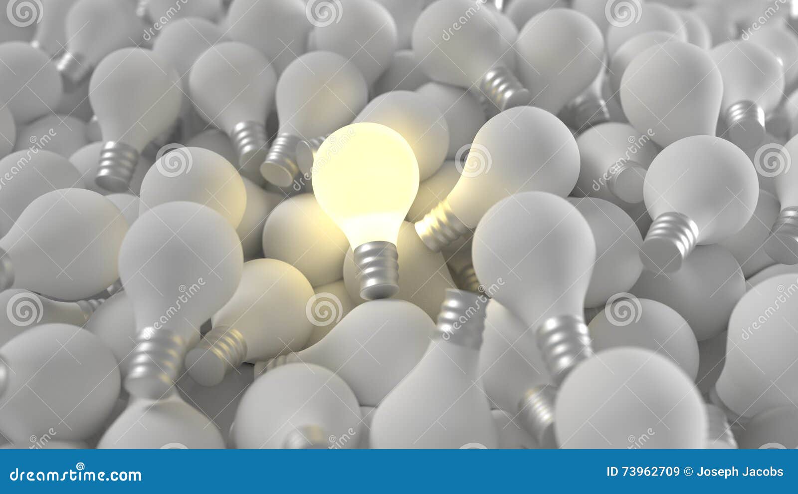 Lit Light Bulb among Many stock illustration. Illustration of idea ...