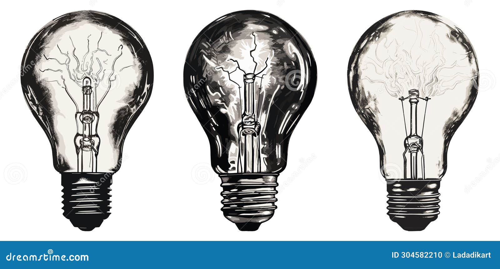 Lit Lightbulb Etching. Light Bulbs with Sparks Engraving for Discovery ...