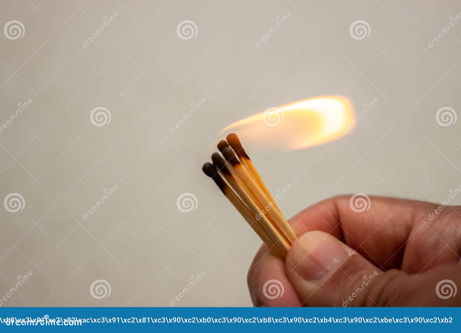 Lit Match in Hand. a Lit Match on a White Background. Lighted Match in ...